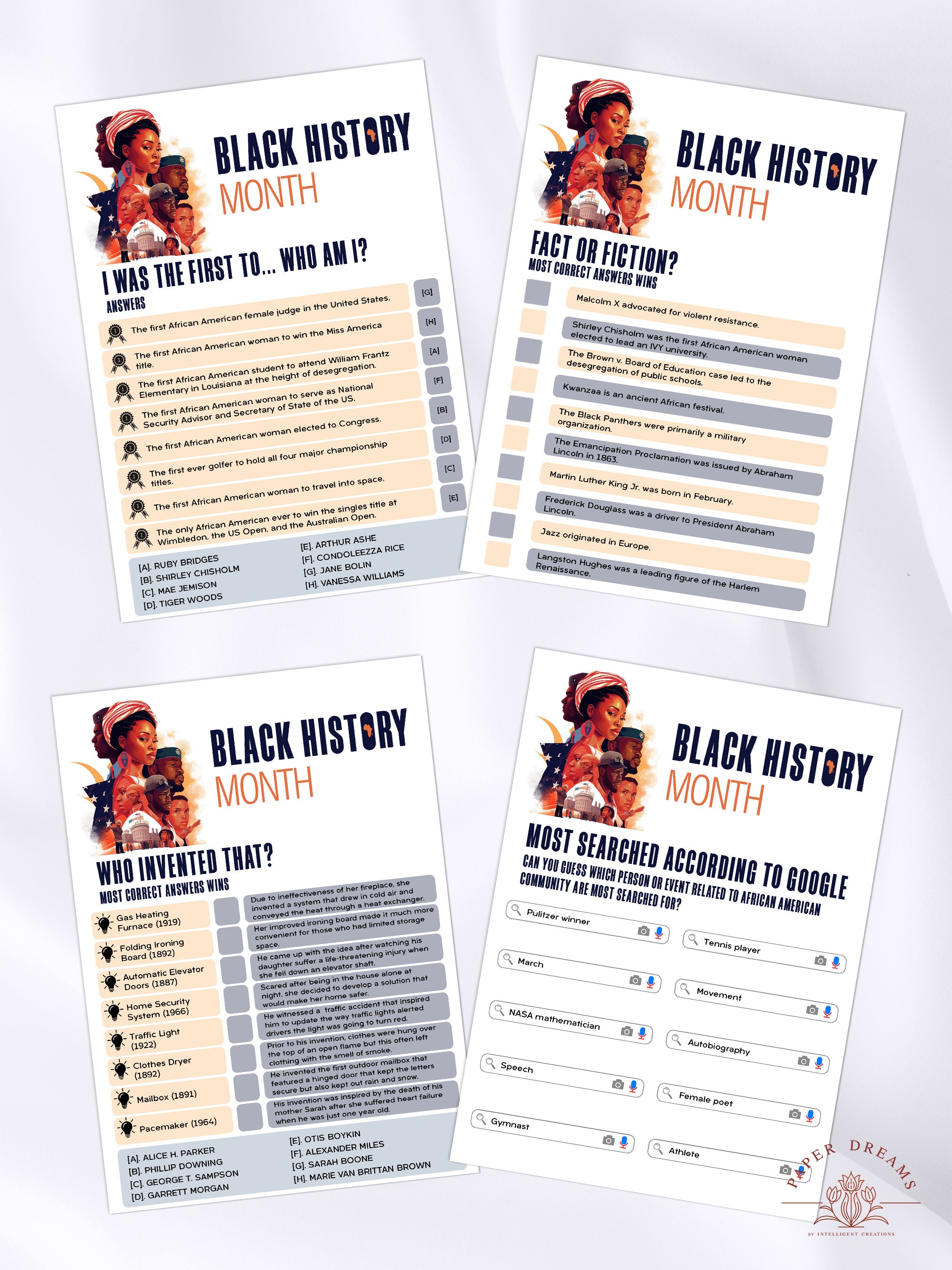 Black History Month Printable Games, I Am Black History Games for Kids ...