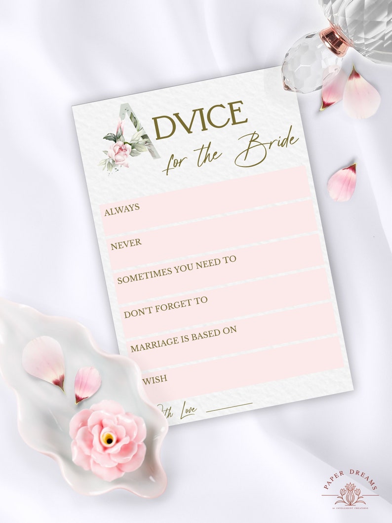 Advice for the Bride Cards, Advice Cards for Bridal Shower, Bridal ...