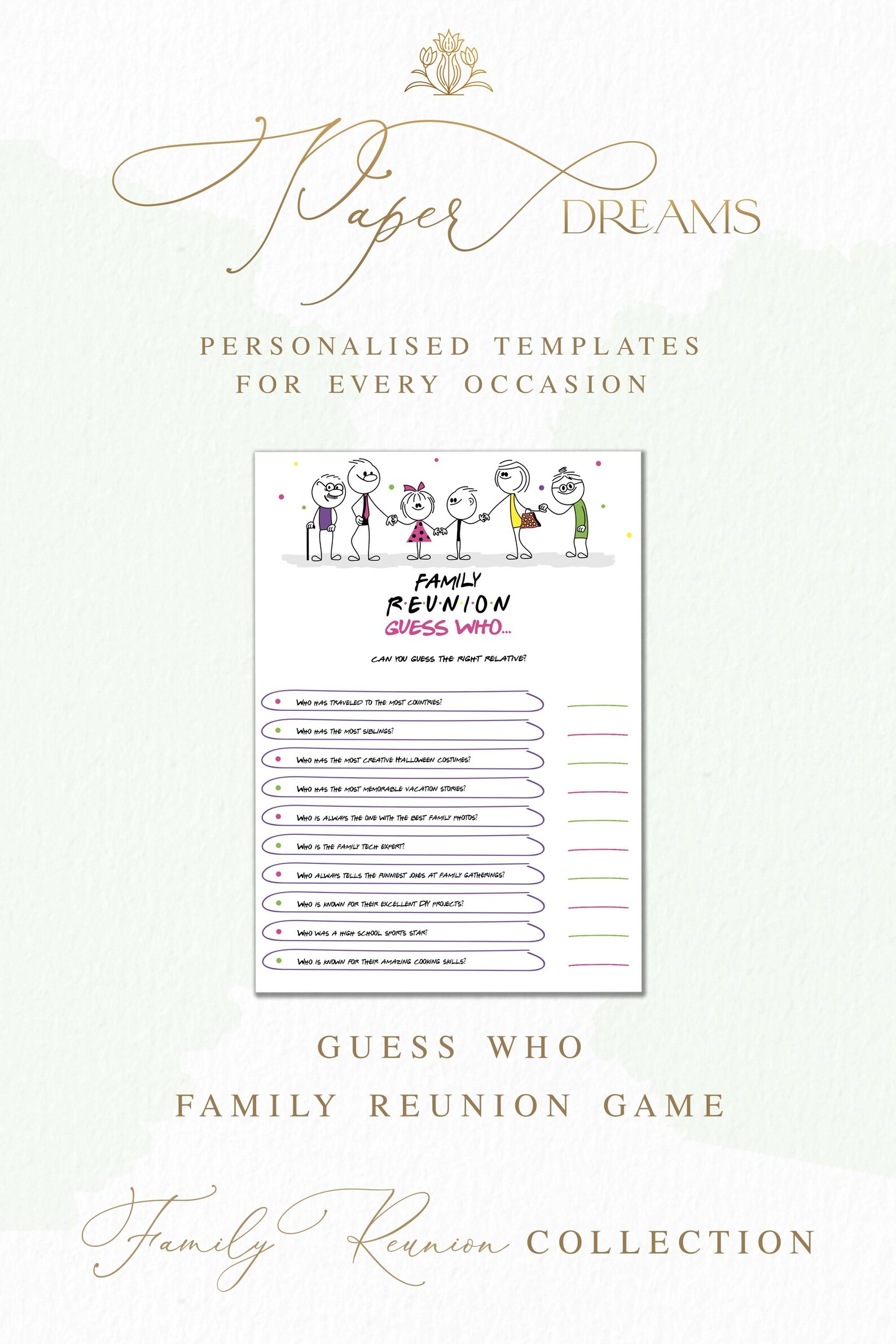 Guess Who Virtual Family Reunion Games Printable, Instant Download Get ...