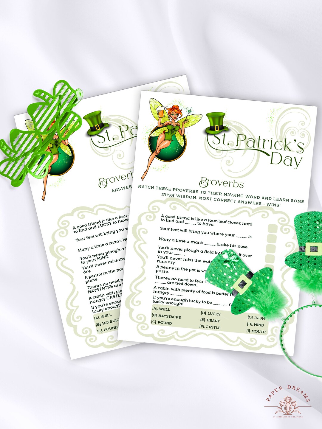 St Patricks Day Proverbs Game for Adults, Fun Irish Sayings St Pattys ...
