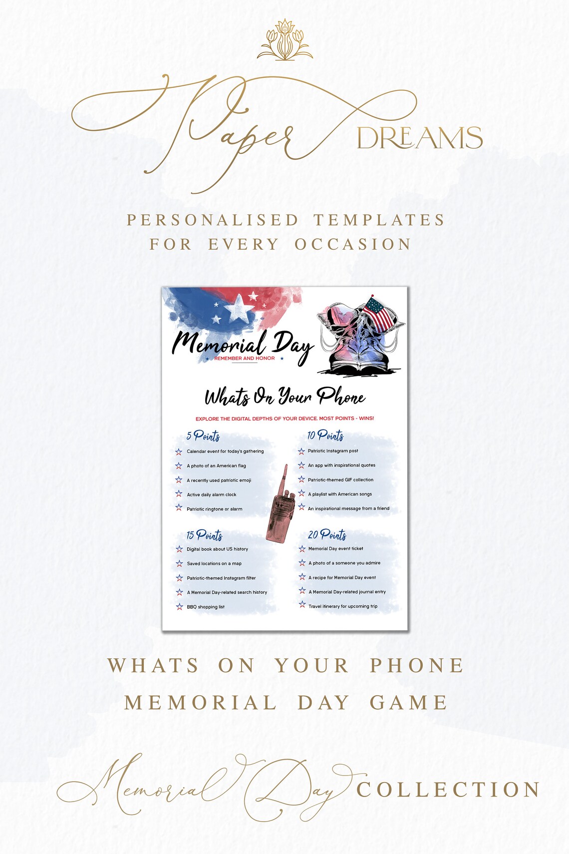 Memorial Day Phone Scavenger Hunt Party Game, Whats on Your Phone Game ...