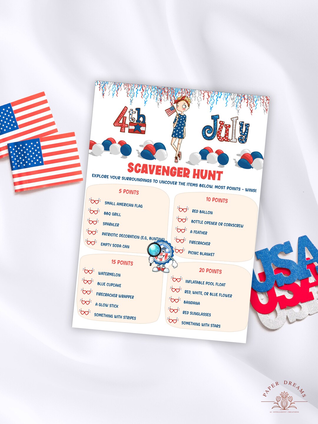 4th of July Home Scavenger Hunt, July 4th Work Place Scavenger Hunt ...