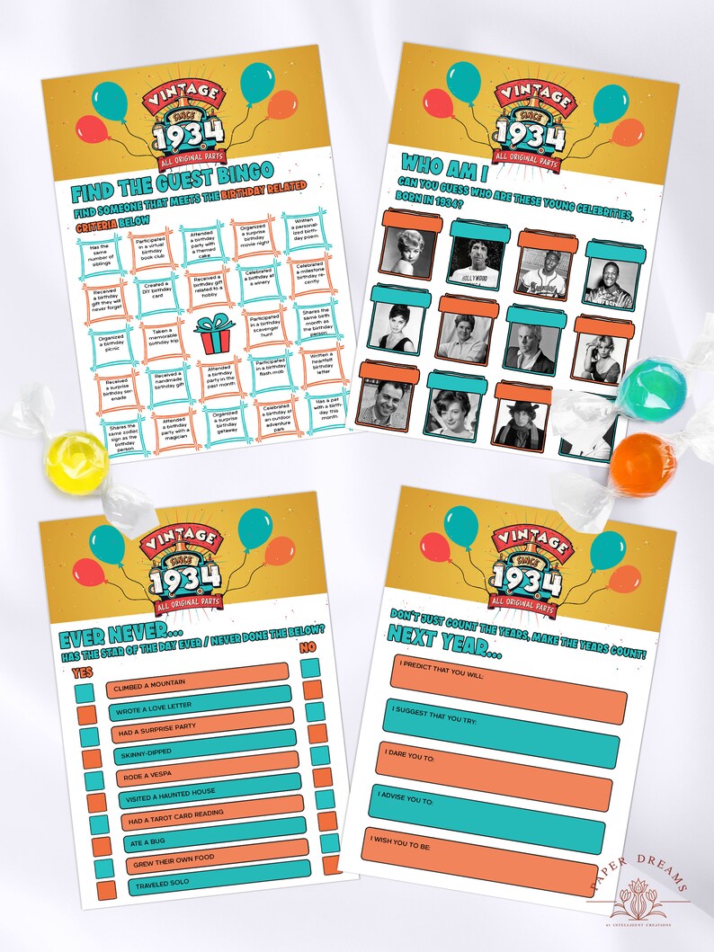 90 and Fabulous, Instant Download 90th Birthday Party Games, 90th ...
