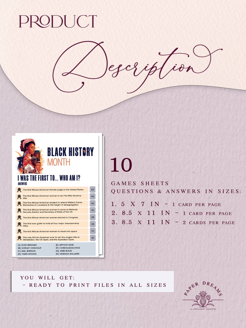Black History Month Printable Games, I Am Black History Games for Kids ...