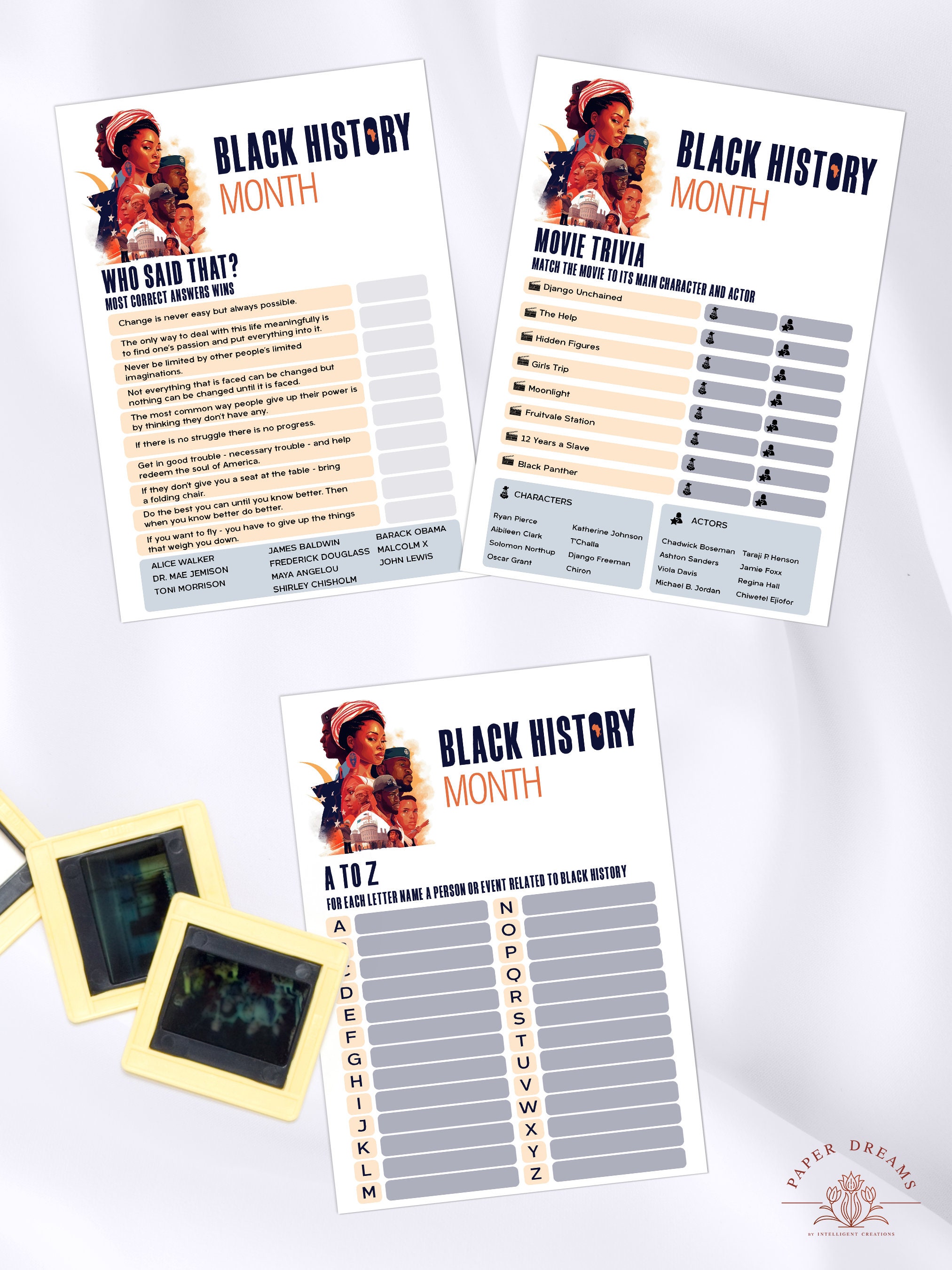 Black History Month Printable Games, I Am Black History Games for Kids ...
