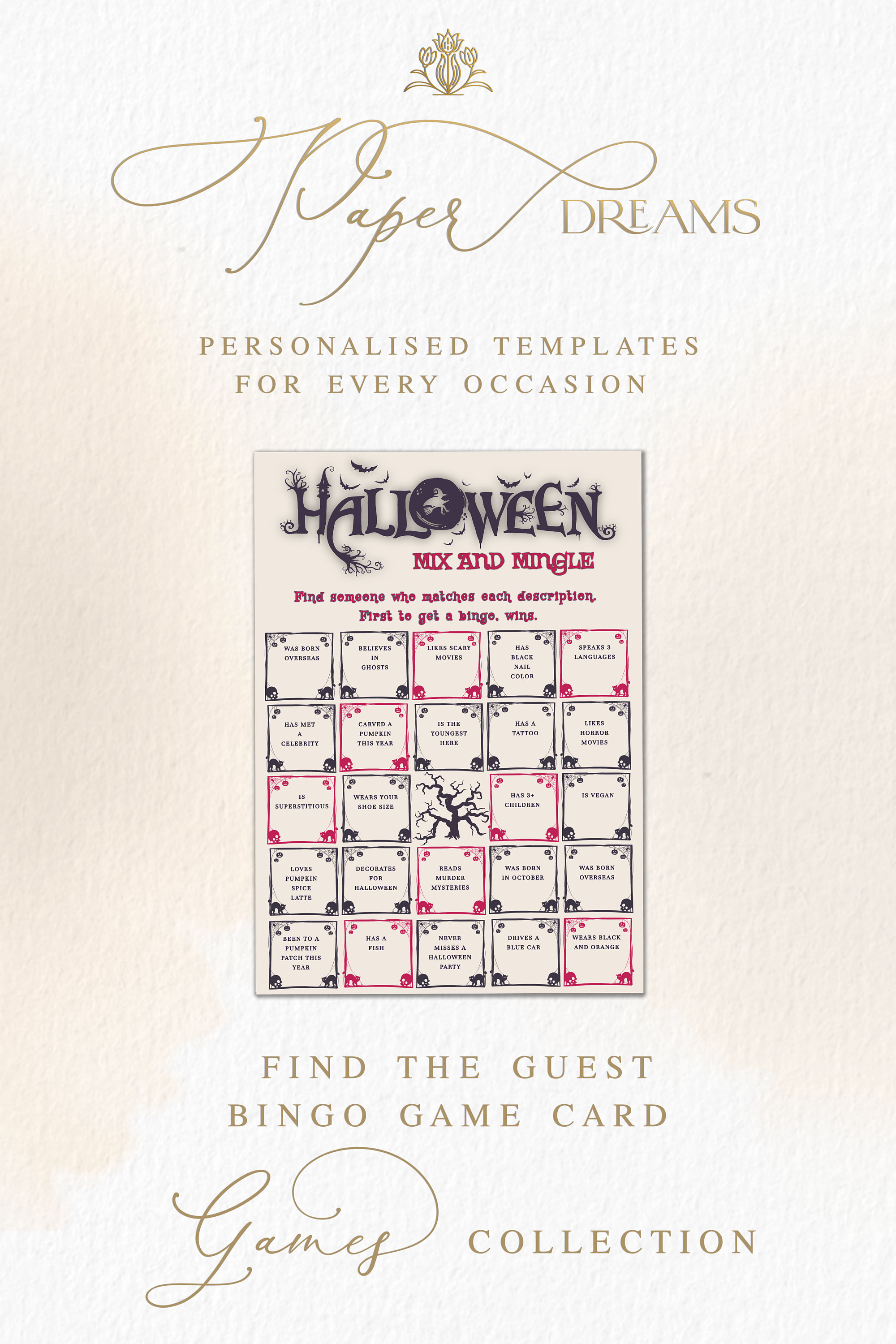 Halloween Mix and Mingle Bingo, Find the Guest Bingo, Get to Know You ...