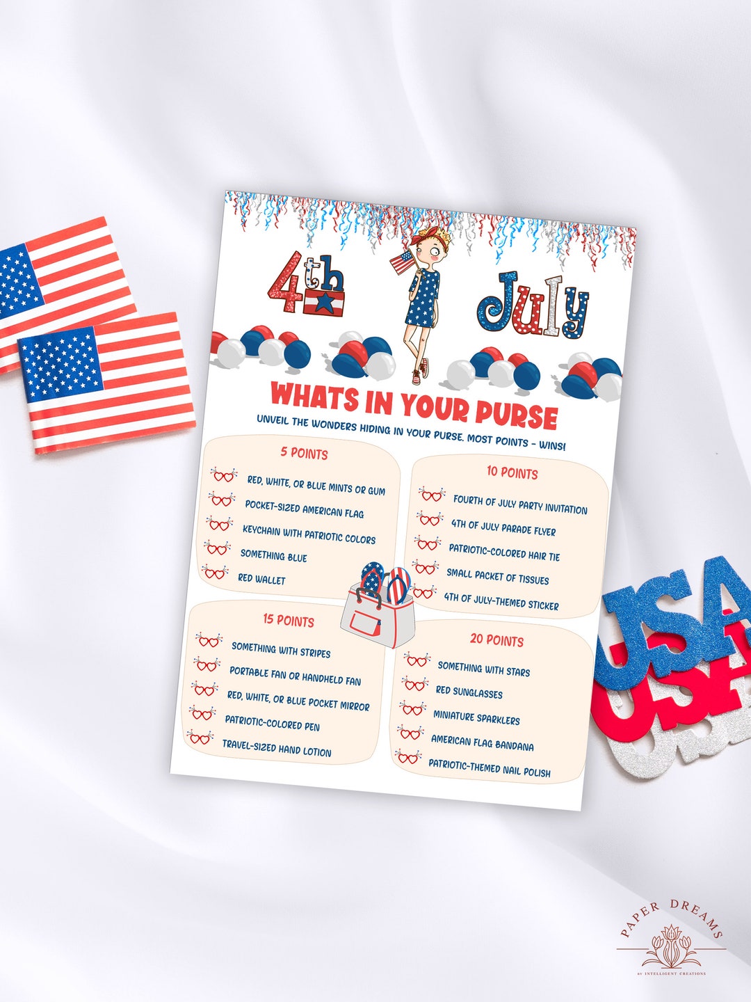 Funny 4th of July Game Whats in Your Purse, Whats in My Purse Game ...