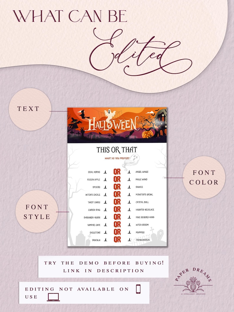 Editable Halloween Would You Rather Game, Spooky Digital Download This ...