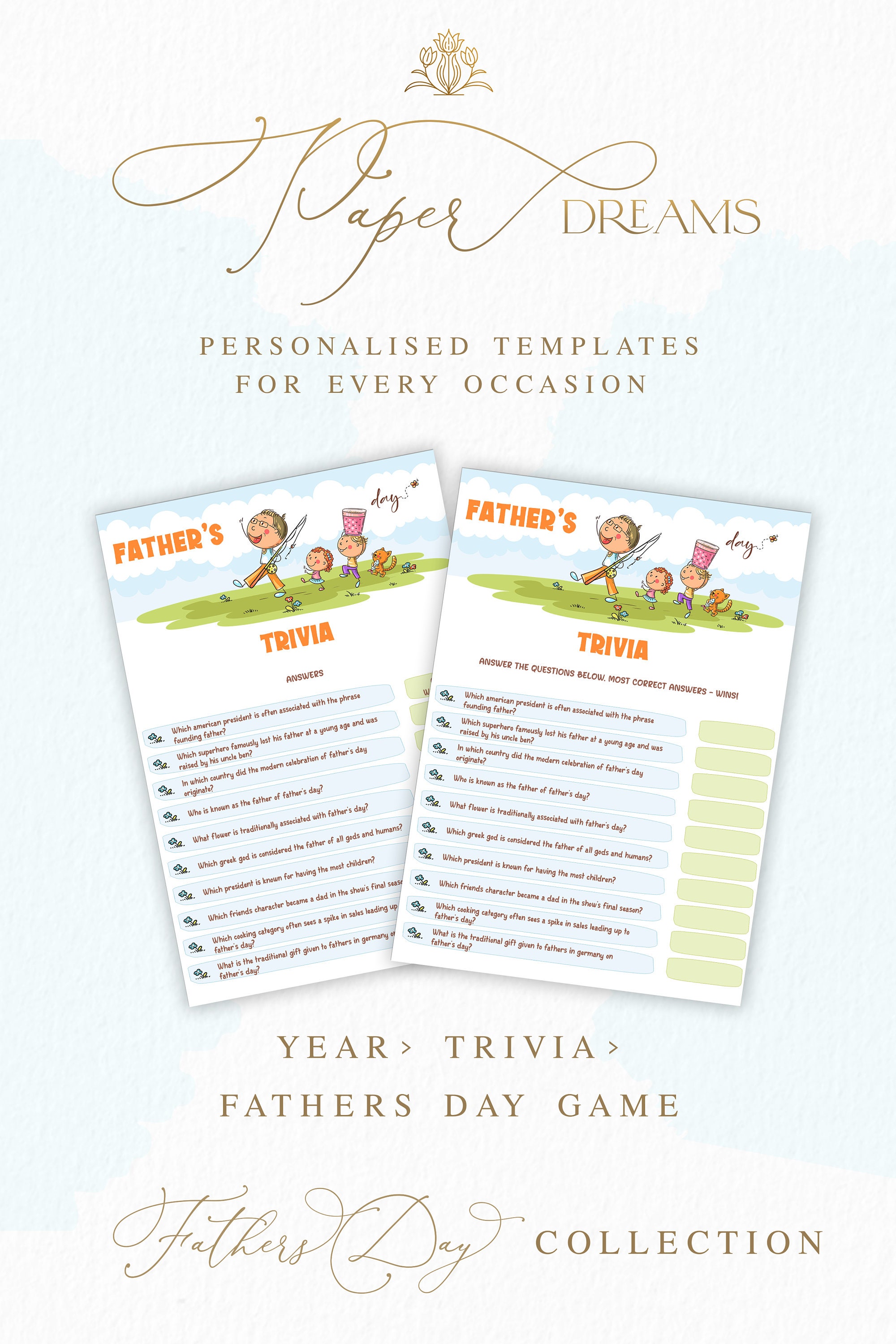 Fathers Day Trivia Questions, Step Dad Trivia Game for Adults and Kids ...