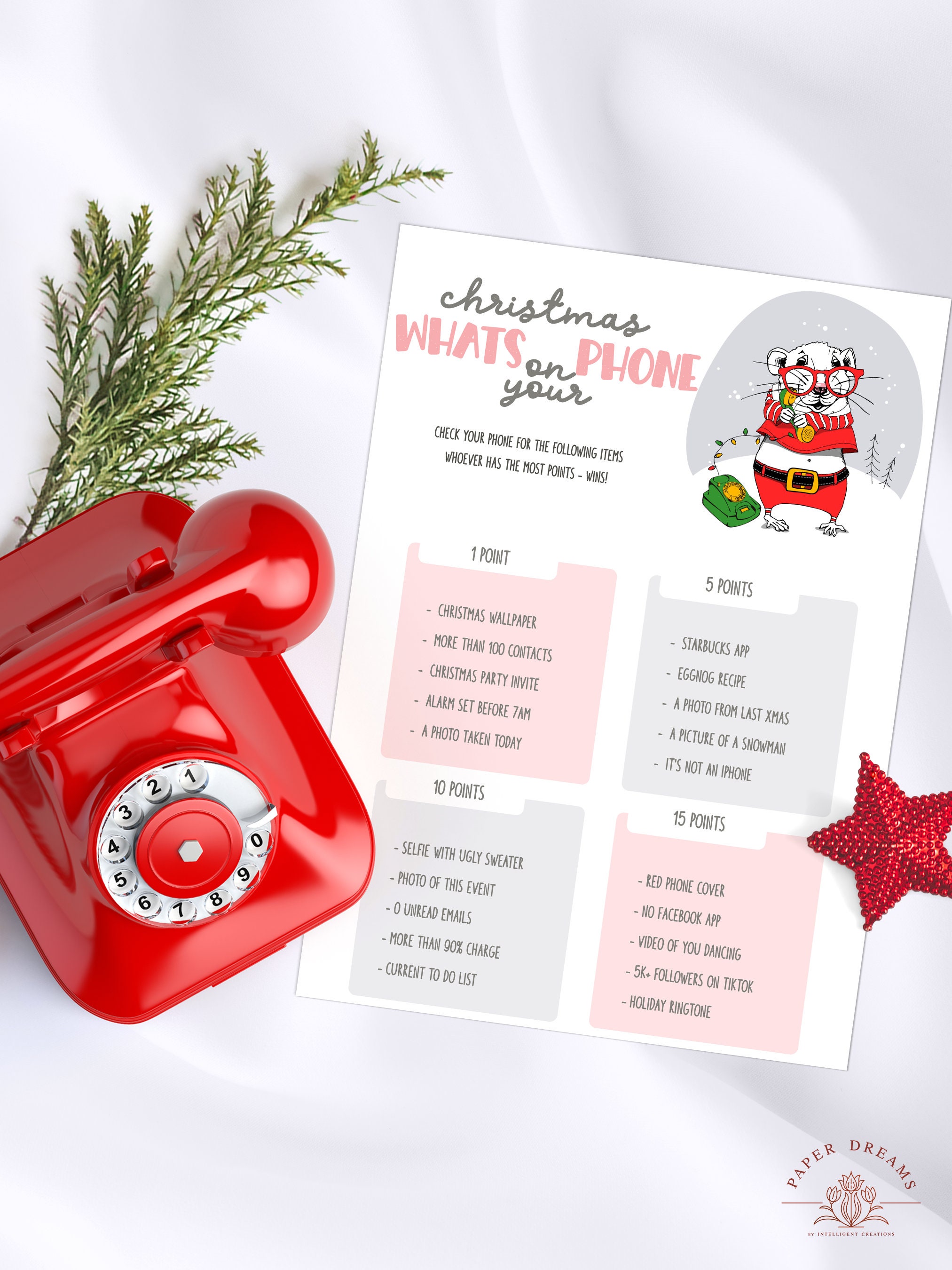 Whats on Your Phone Christmas Printable, Christmas Phone Game, Phone ...