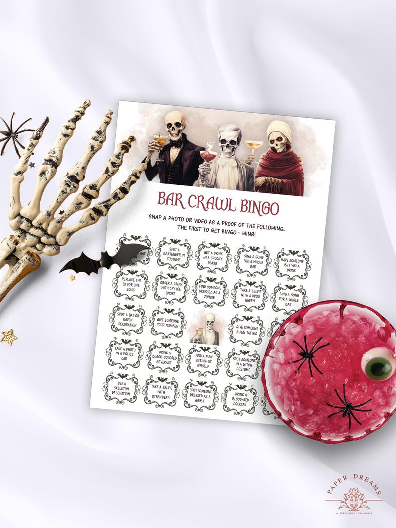 Editable Halloween Bar Crawl Bingo, Cruise Bar Crawl Games ...