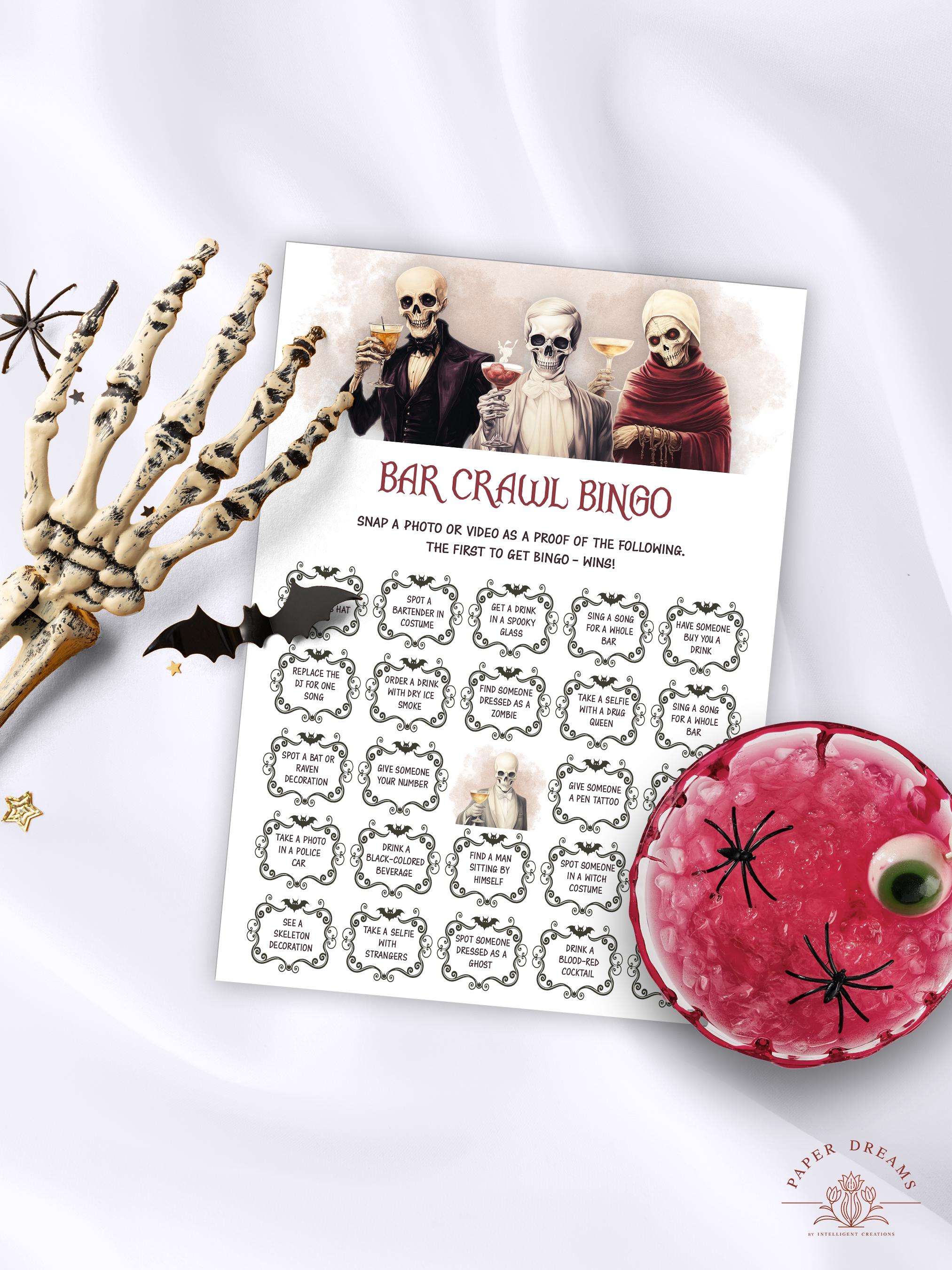 Editable Halloween Bar Crawl Bingo, Cruise Bar Crawl Games ...