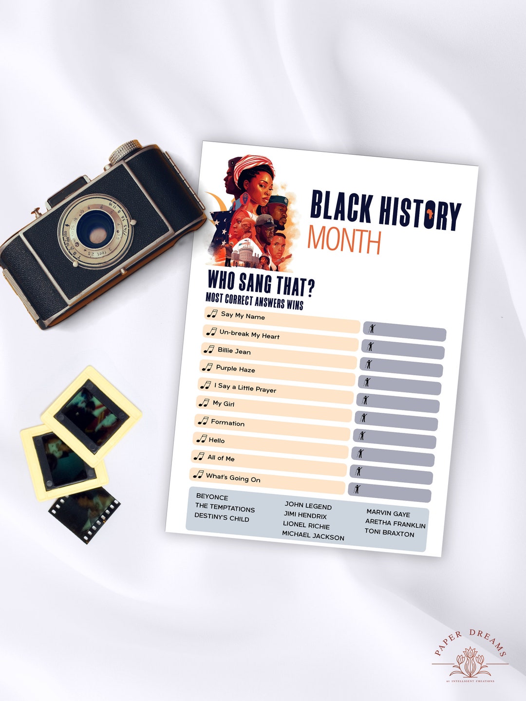 Black History Music Trivia Game, Black History Month Printable Games, I ...