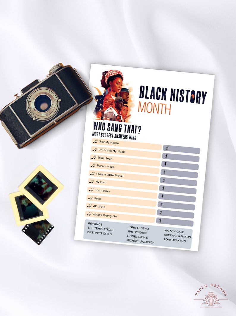 Black History Music Trivia Game, Black History Month Printable Games, I ...