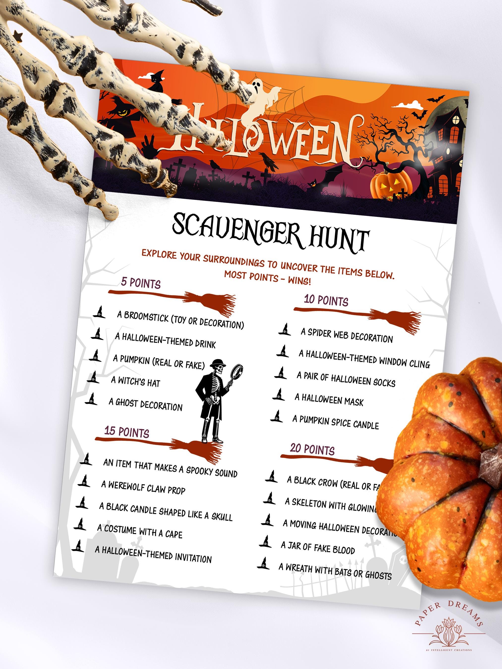 Editable Halloween Scavenger Hunt for Adults, Halloween Scavenger Hunt ...