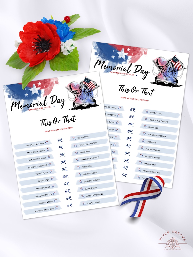 This or That Memorial Day Game Printable, Patriotic Would You Rather ...