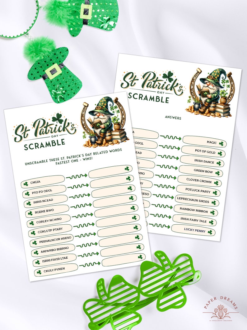 Word Scramble St Patricks Day Game for Kids, Unscramble St Pattys Day ...