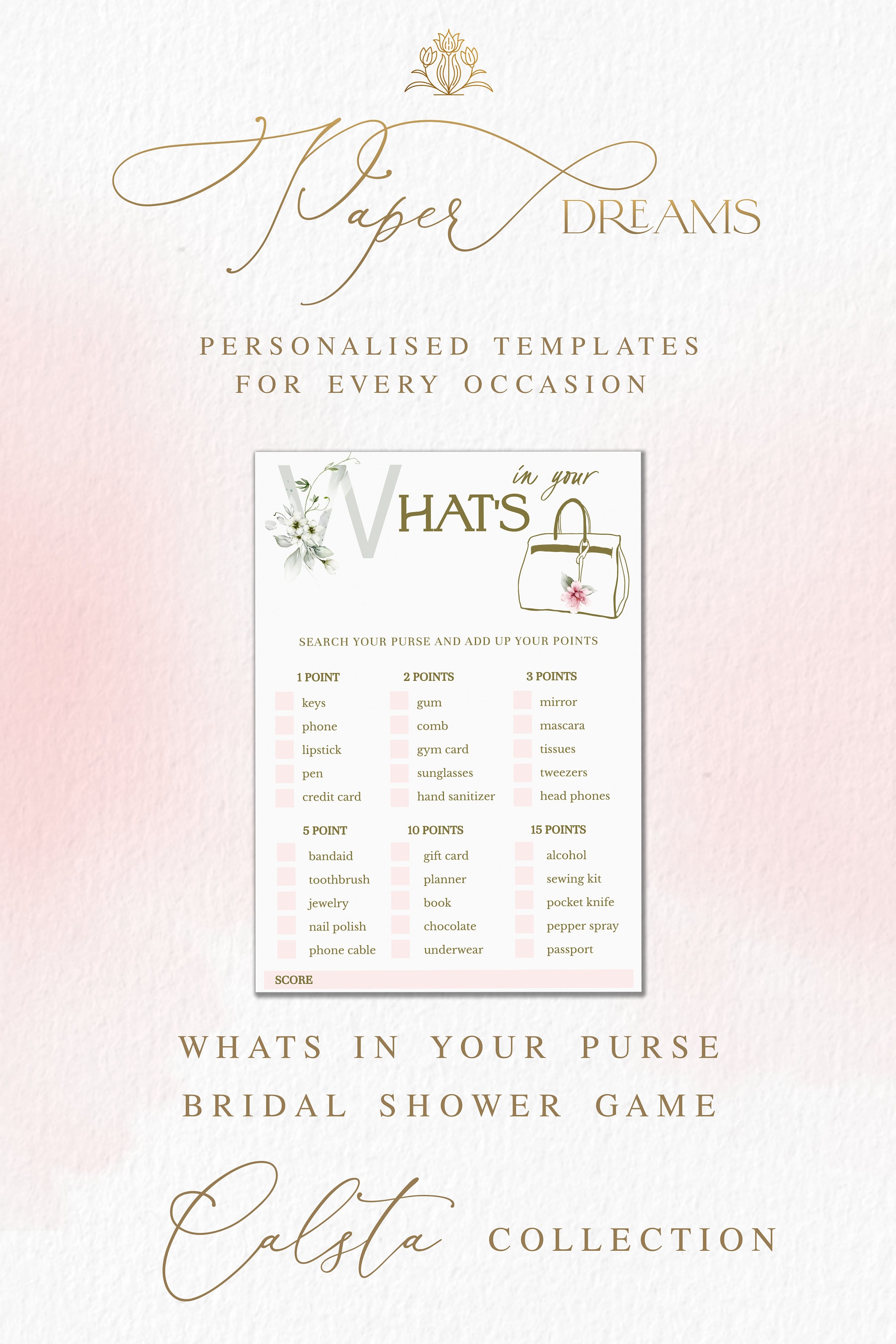 Whats in Your Purse Game, Whats in My Purse Scavenger Hunt Game, Ladies ...