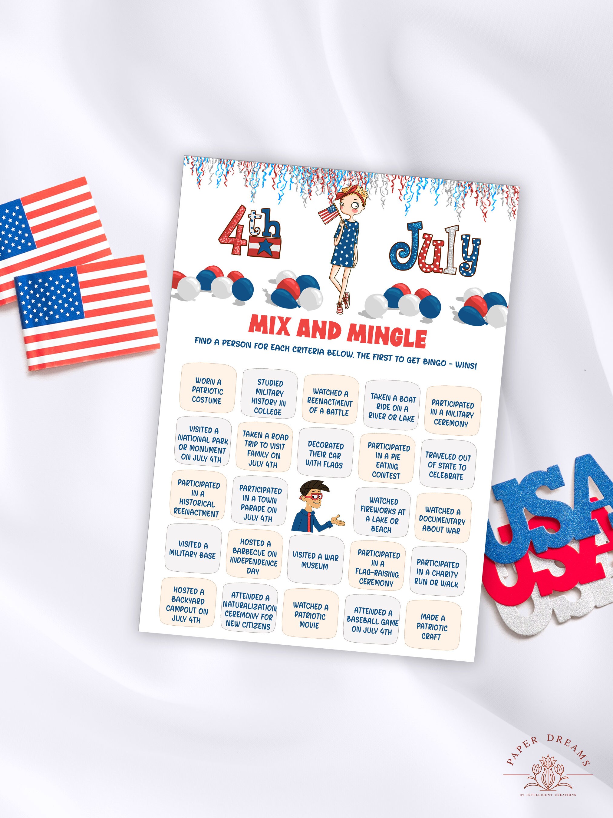 Funny 4th of July Party Game Printable Find Some One Who, Patriotic ...