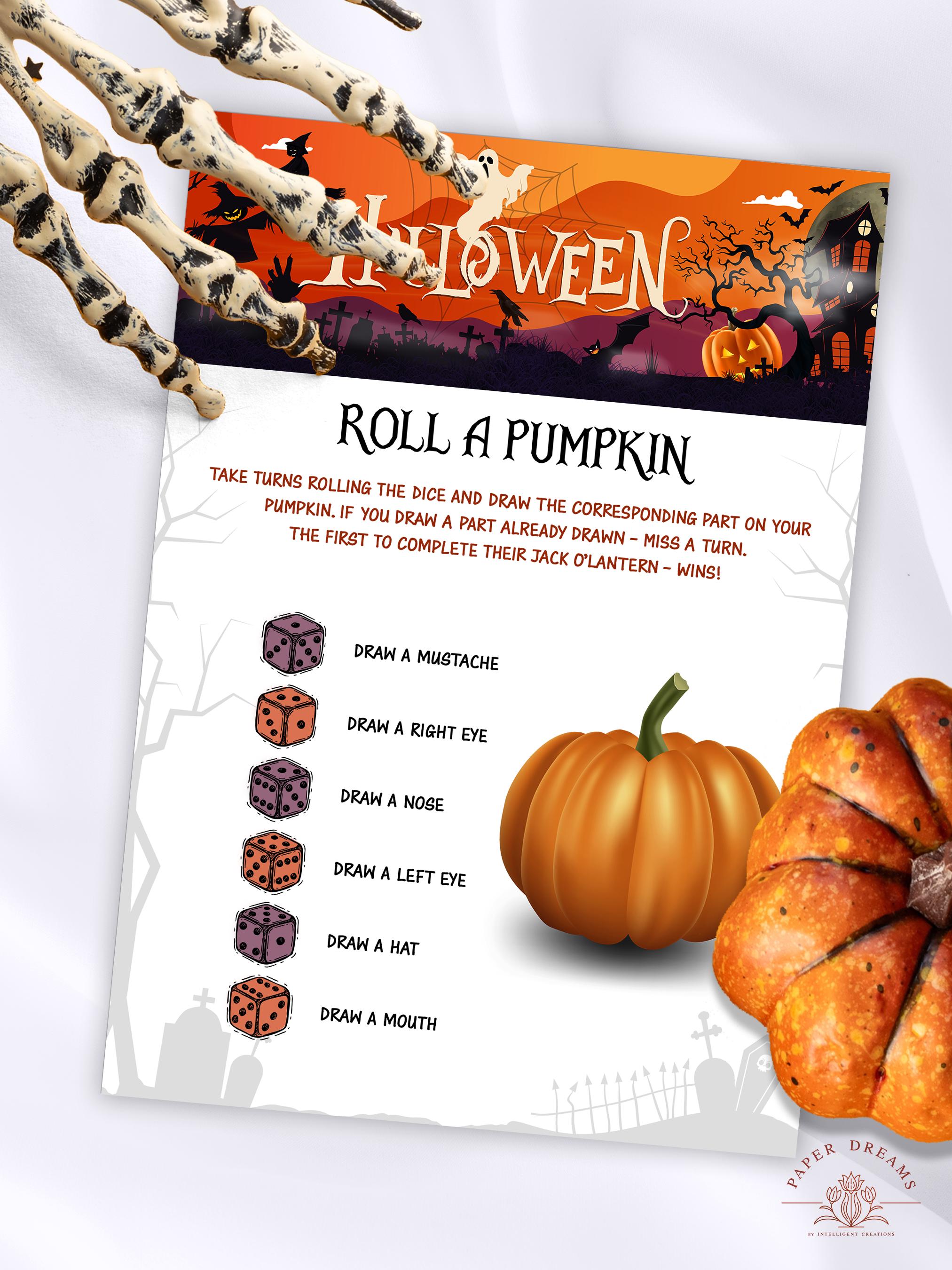 Roll a Pumpkin Game, Halloween Kids Dice Game, Halloween Games for Kids ...