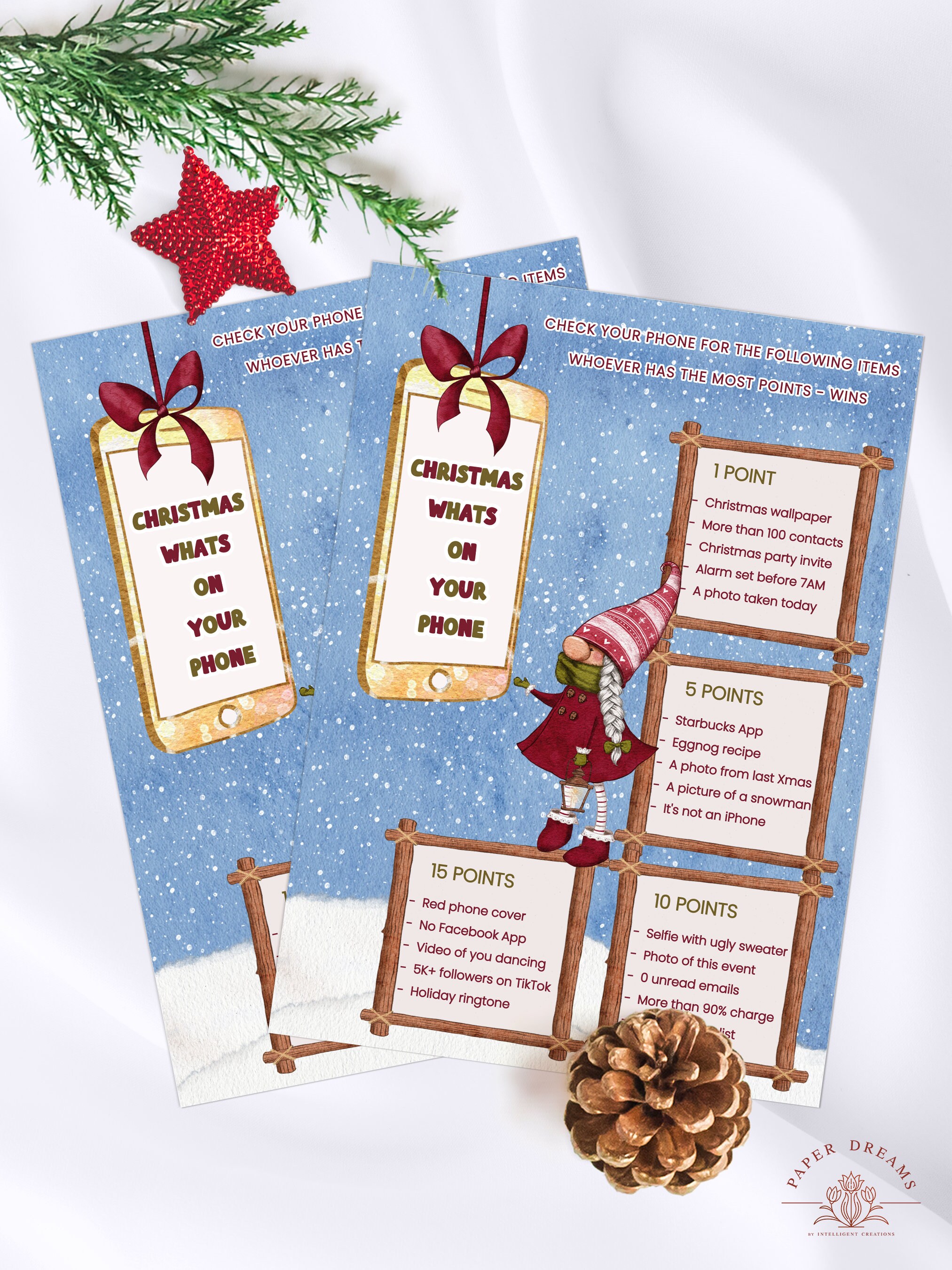 Whats on Your Phone Christmas Printable, Christmas Phone Game, Phone ...