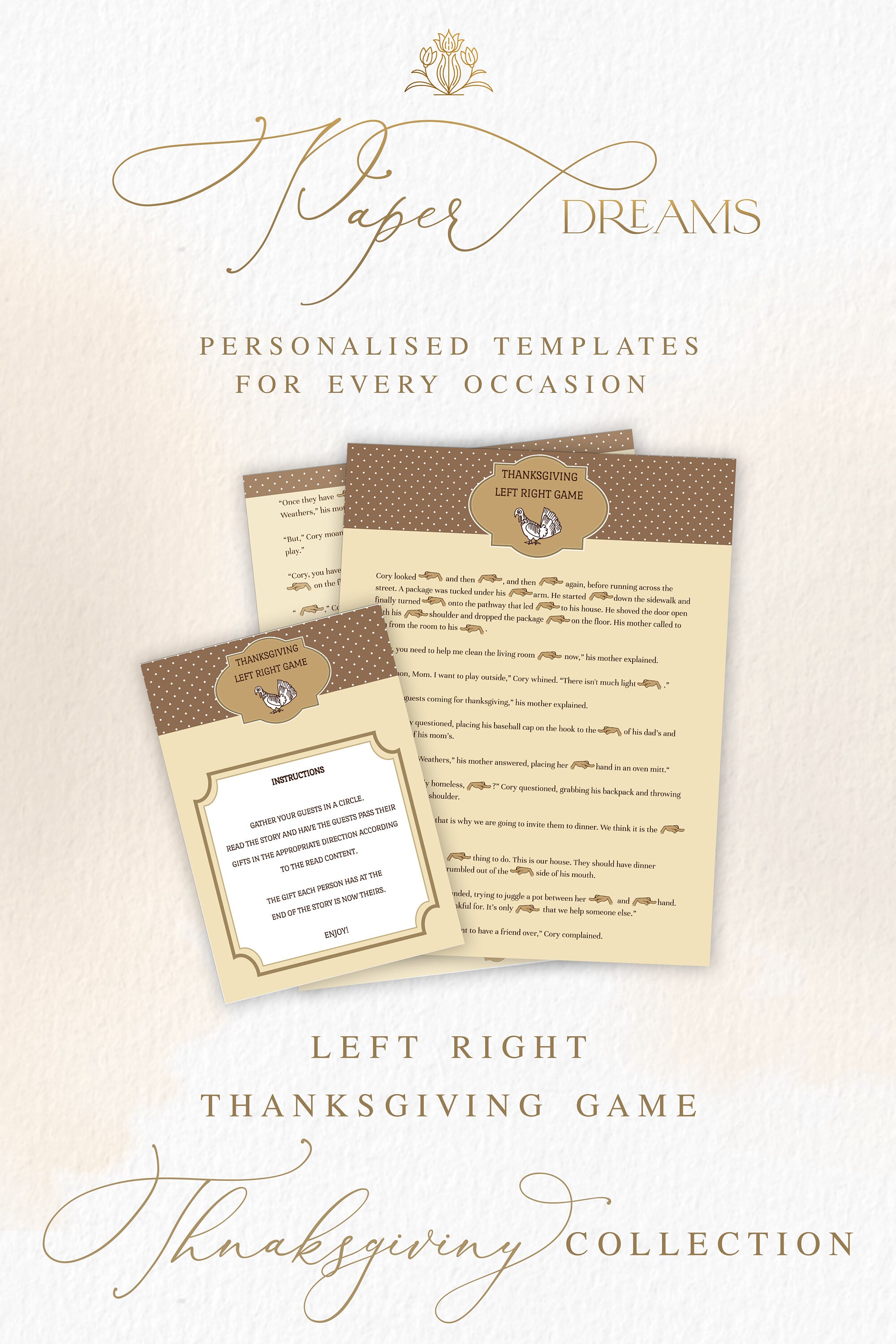 Pass the Gift Game, Thanksgiving Left Right Game Family Reunion, Gift ...