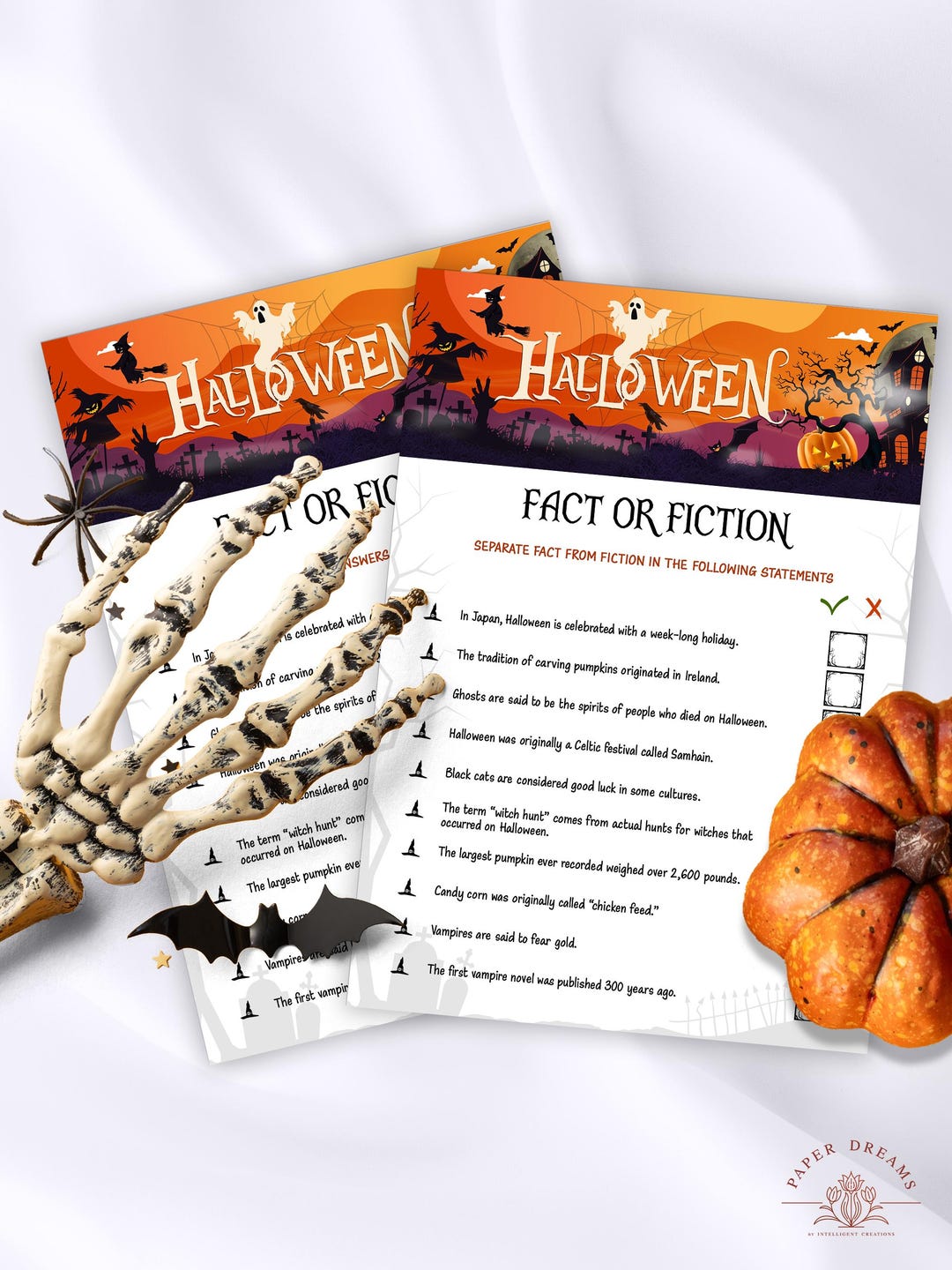 Halloween Fact or Fiction Game, Spooky Digital Download Trivia ...