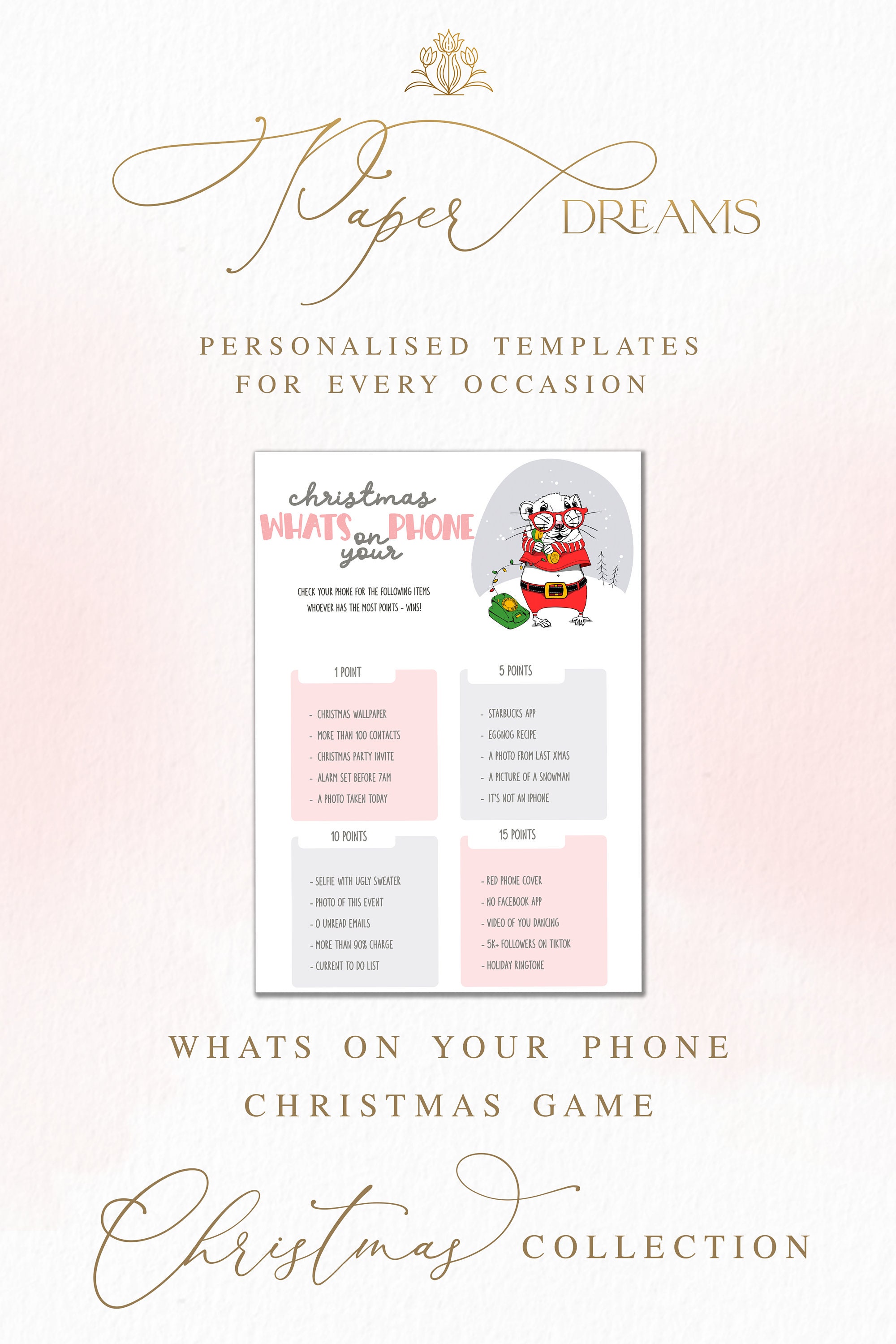 Whats on Your Phone Christmas Printable, Christmas Phone Game, Phone ...