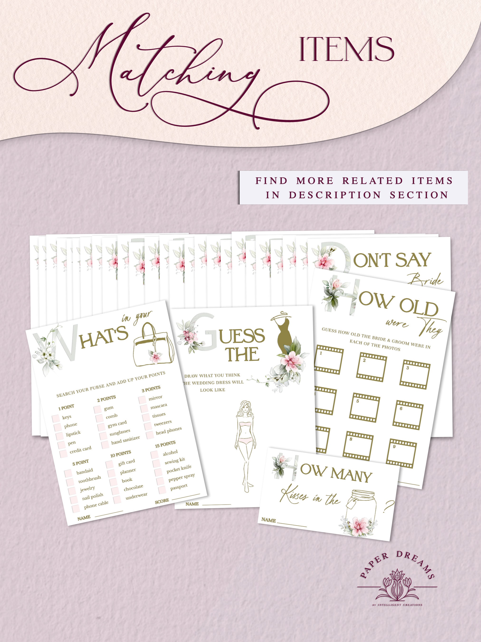 Whats in Your Purse Game, Whats in My Purse Scavenger Hunt Game, Ladies ...