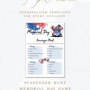 Memorial Day Home Scavenger Hunt,memorial Day Work Place Scavenger Hunt ...