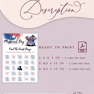 Memorial Day Party Game Printable Find Some One Who, Patriotic Find the ...