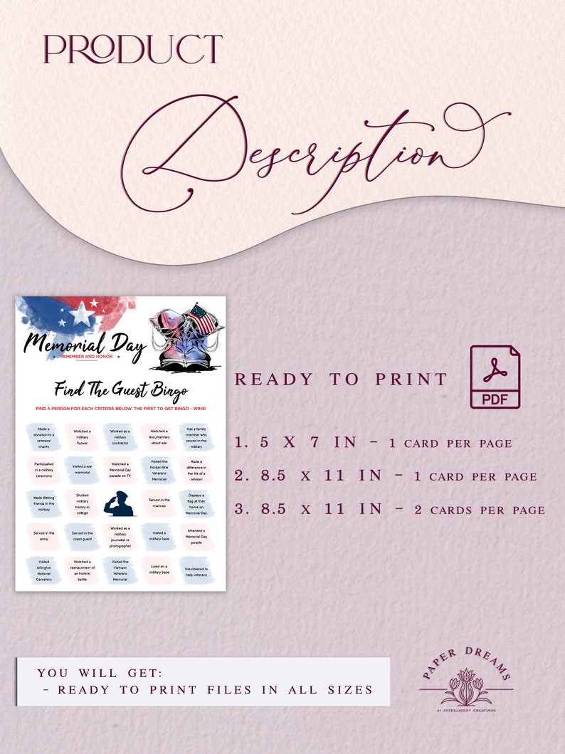 Memorial Day Party Game Printable Find Some One Who, Patriotic Find the ...