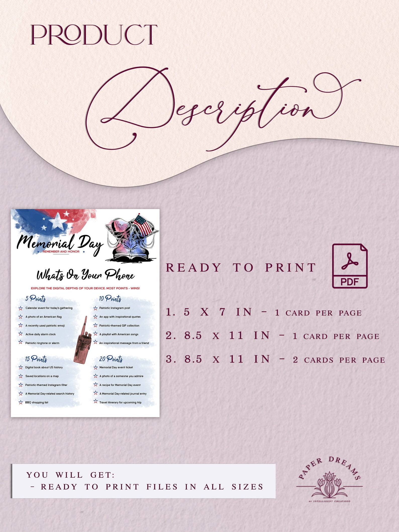 Memorial Day Phone Scavenger Hunt Party Game, Whats on Your Phone Game ...