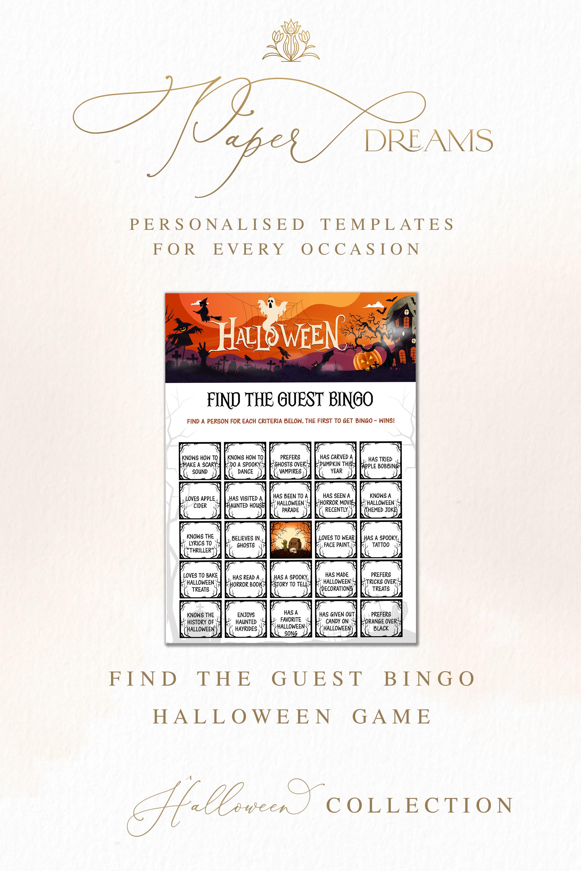Editable Halloween Get to Know You Bingo, Spooky Digital Download ...
