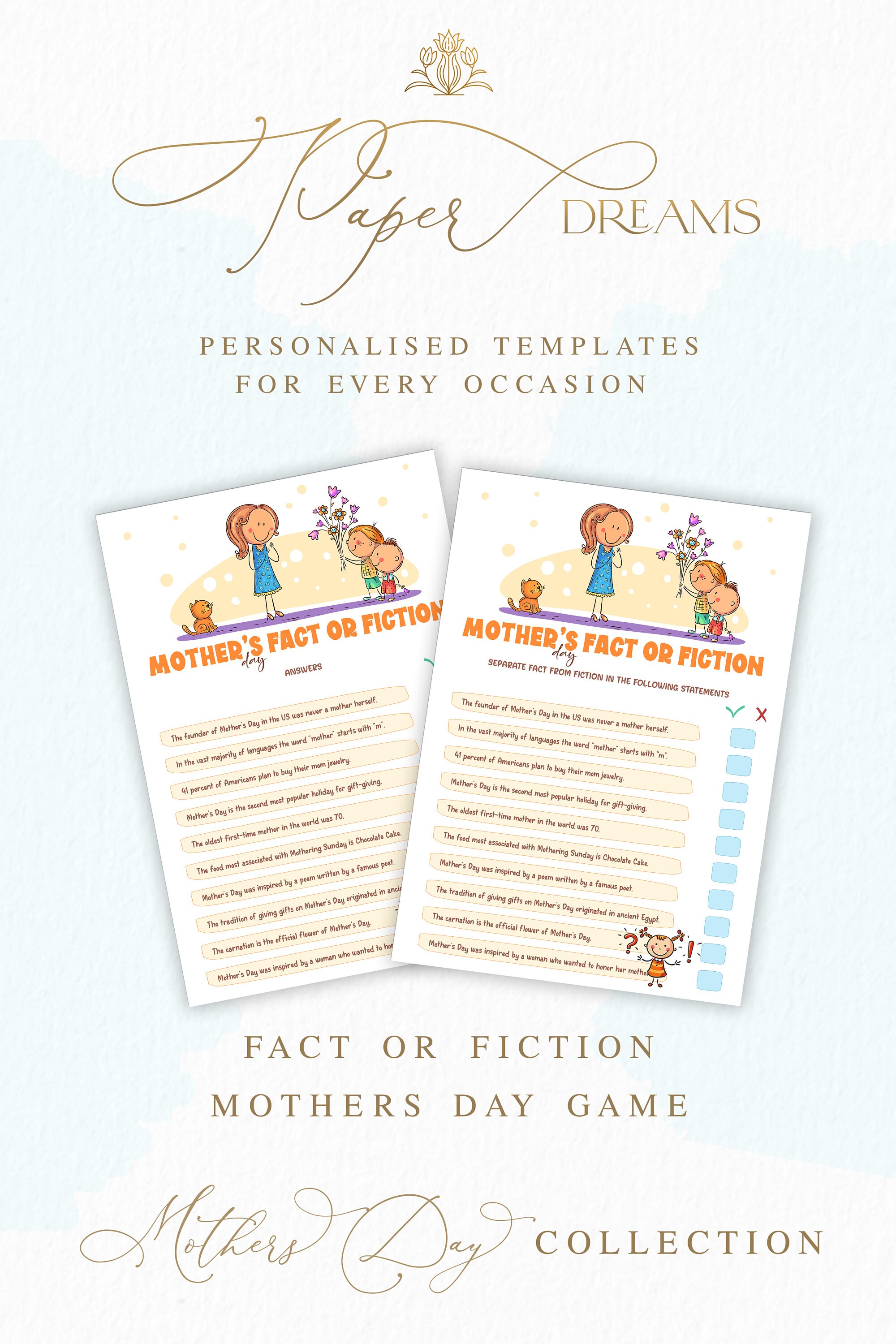 Mothers Day Brunch Trivia Game for Adults, Funny Mothers Day Trivia ...
