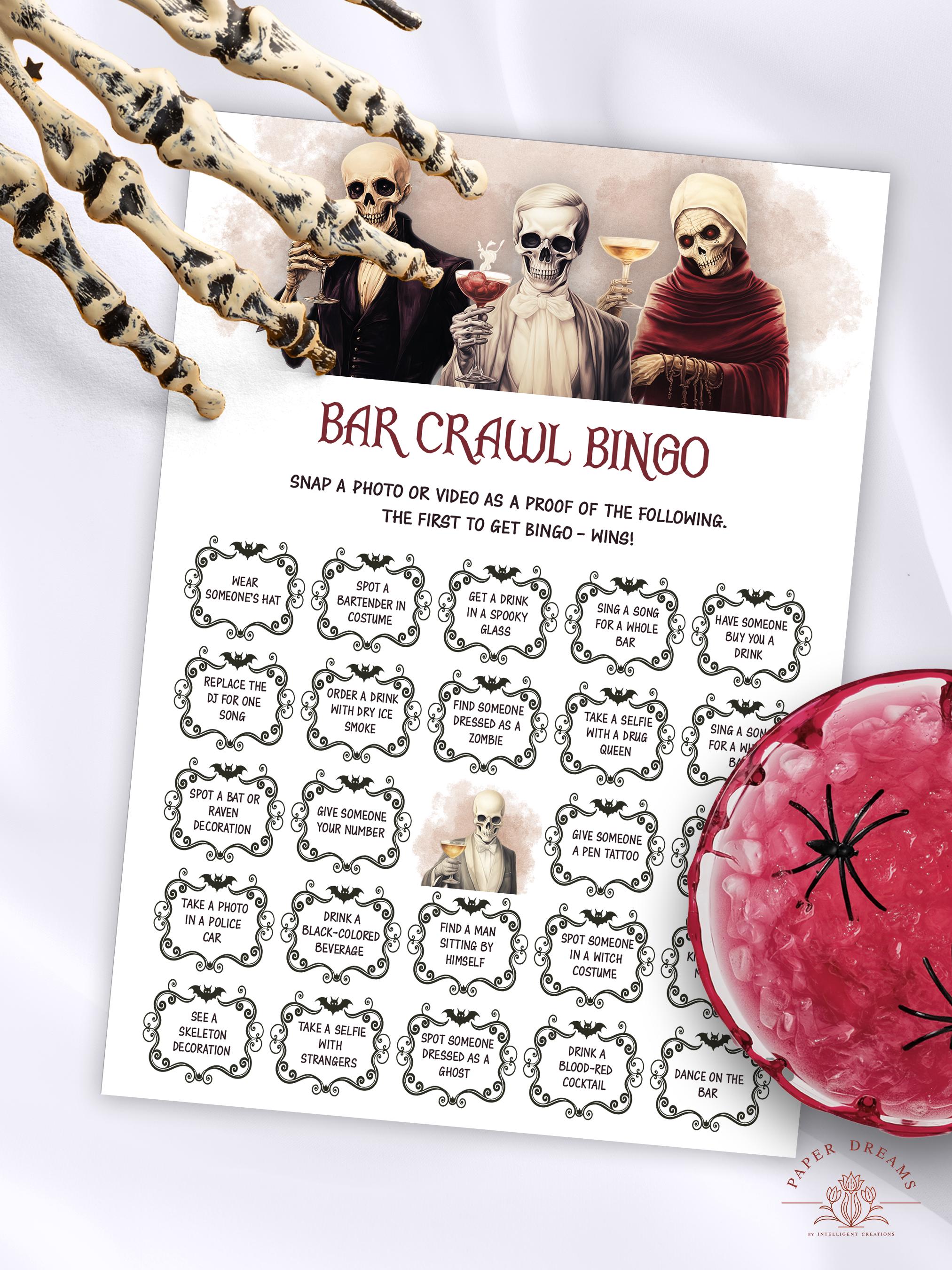 Editable Halloween Bar Crawl Bingo, Cruise Bar Crawl Games ...