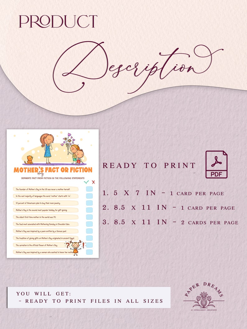 Mothers Day Brunch Trivia Game for Adults, Funny Mothers Day Trivia ...