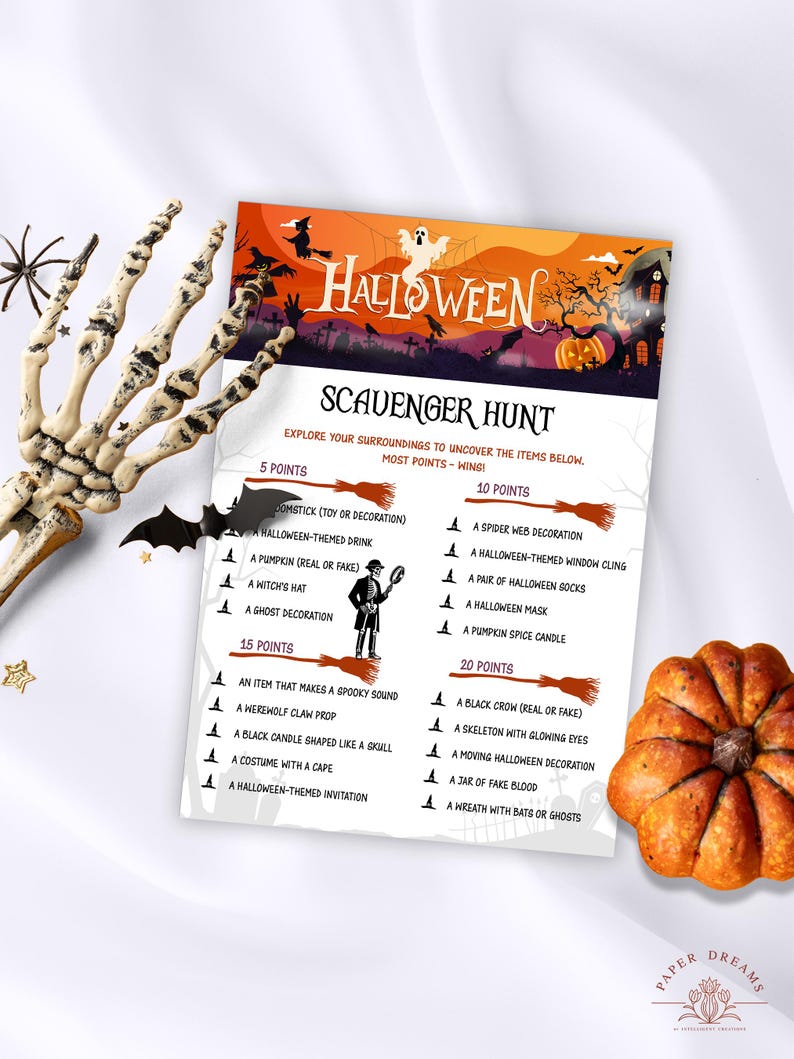Editable Halloween Scavenger Hunt for Adults, Halloween Scavenger Hunt ...