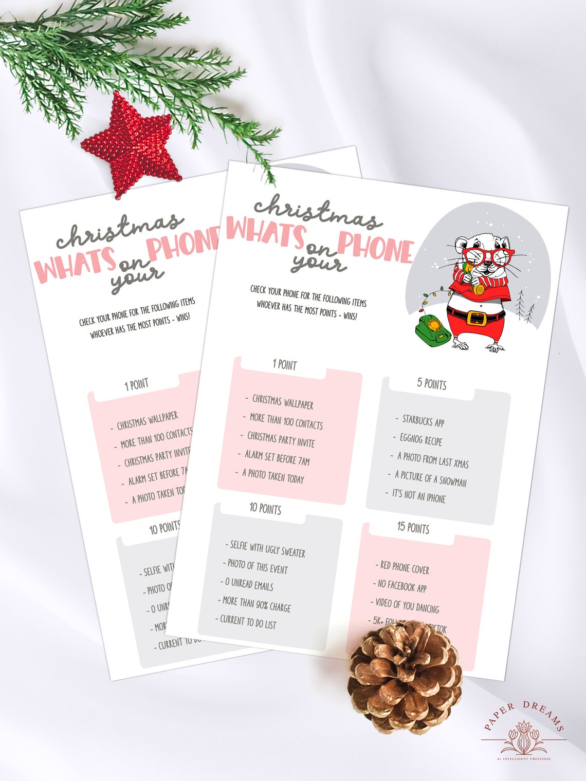 Whats on Your Phone Christmas Printable, Christmas Phone Game, Phone ...