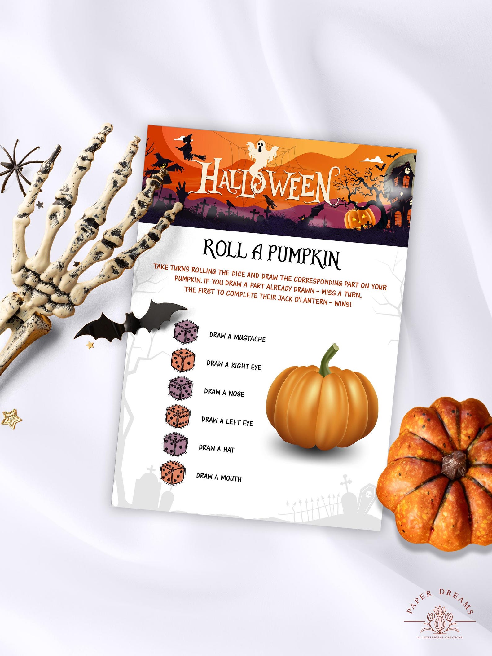 Roll a Pumpkin Game, Halloween Kids Dice Game, Halloween Games for Kids ...