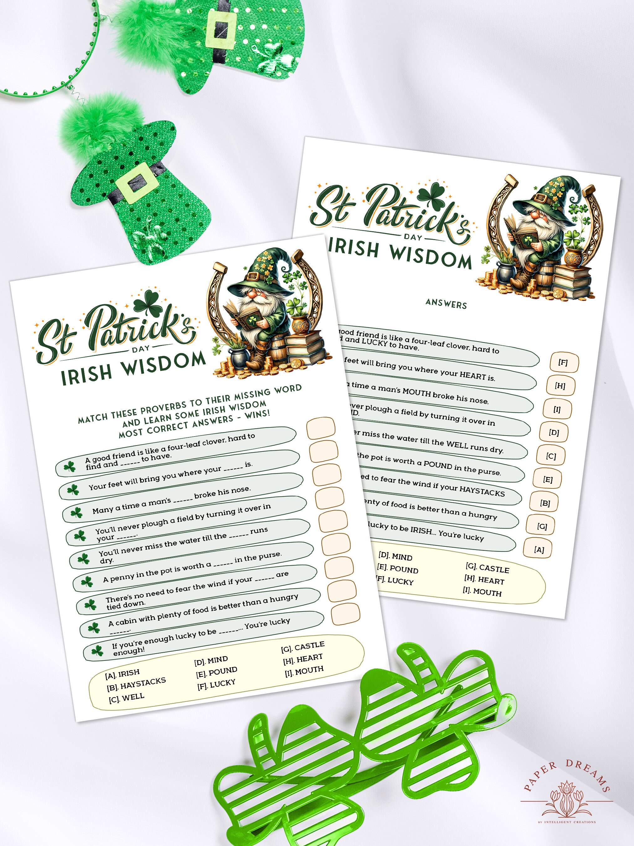 St Patricks Day Proverbs Game for Kids, Fun Irish Sayings St Pattys Day ...