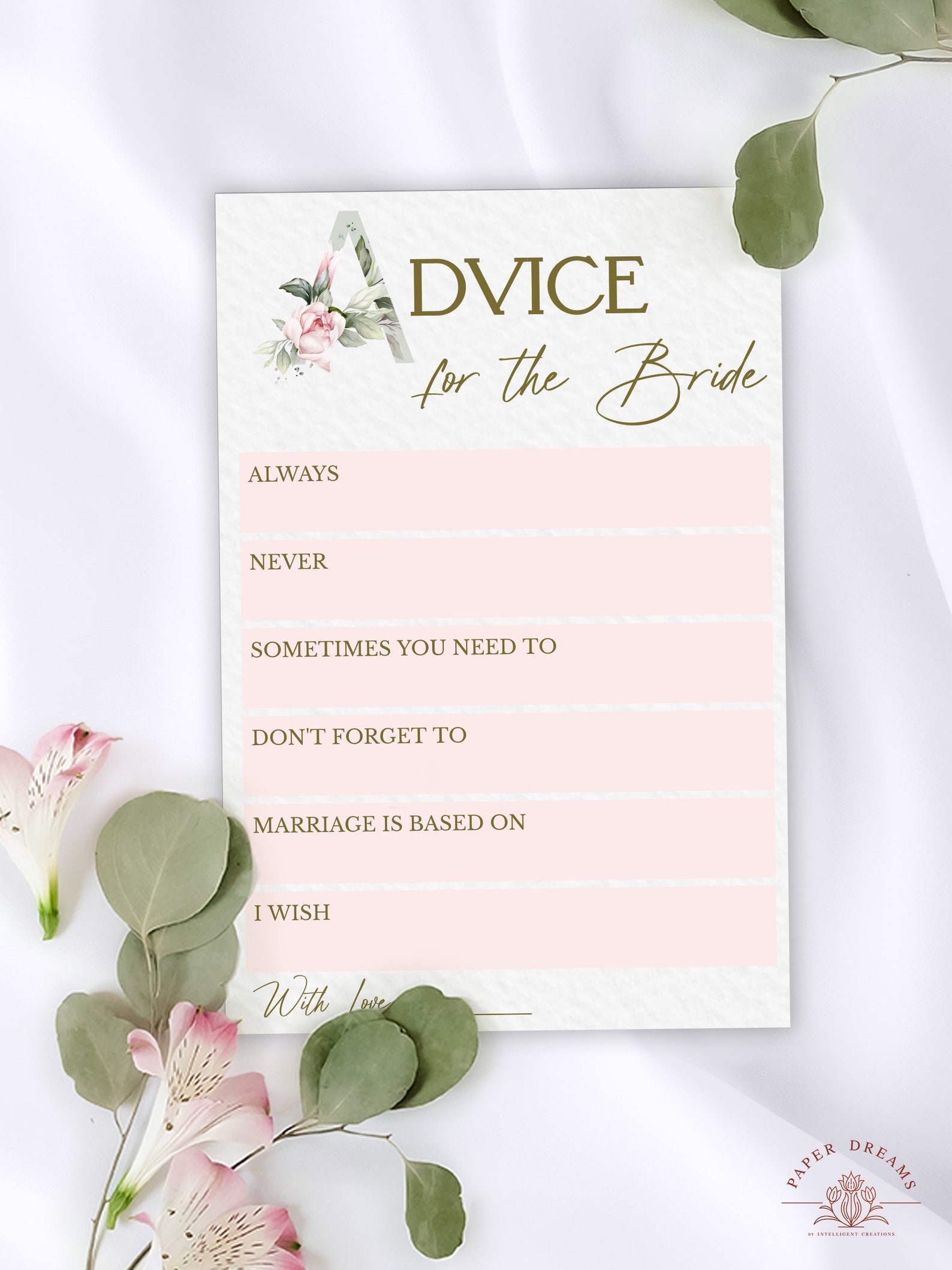 Advice for the Bride Cards, Advice Cards for Bridal Shower, Bridal ...