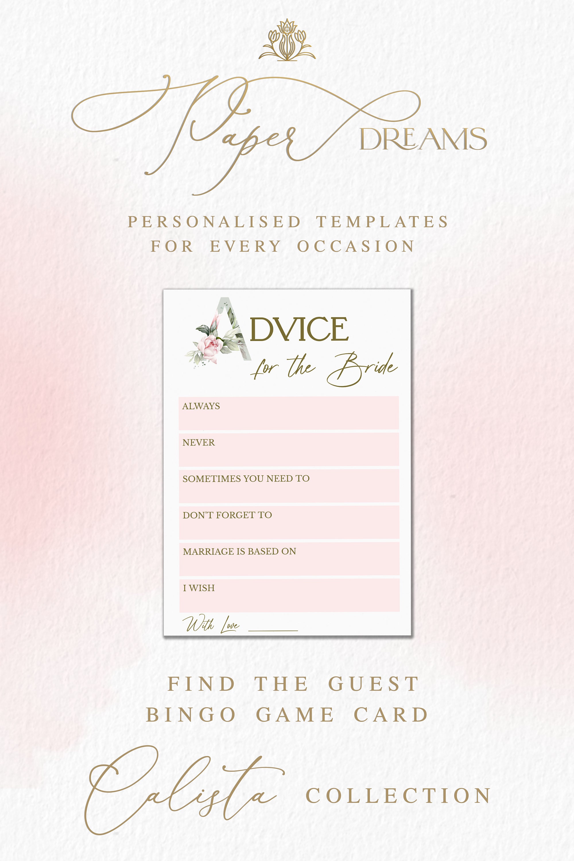 Advice for the Bride Cards, Advice Cards for Bridal Shower, Bridal ...