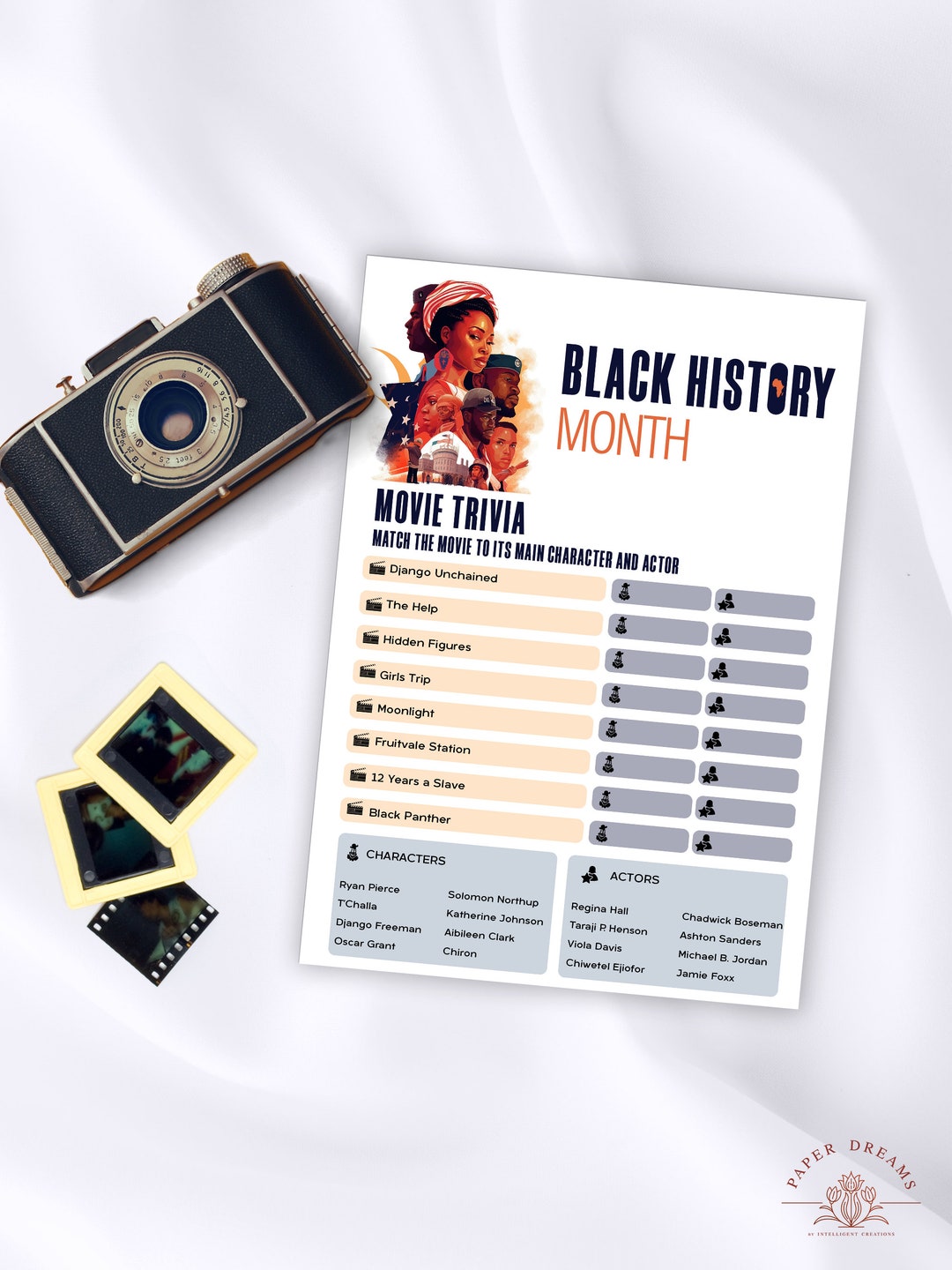 Black History Movie Trivia Game, Black History Month Printable Games, I ...