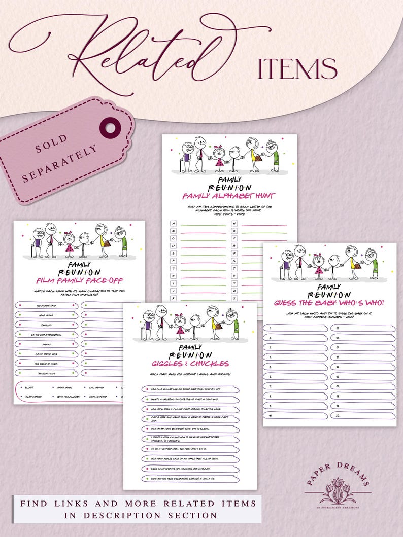 Family Reunion Riddles for Adults & Kids, Digital Download Virtual ...