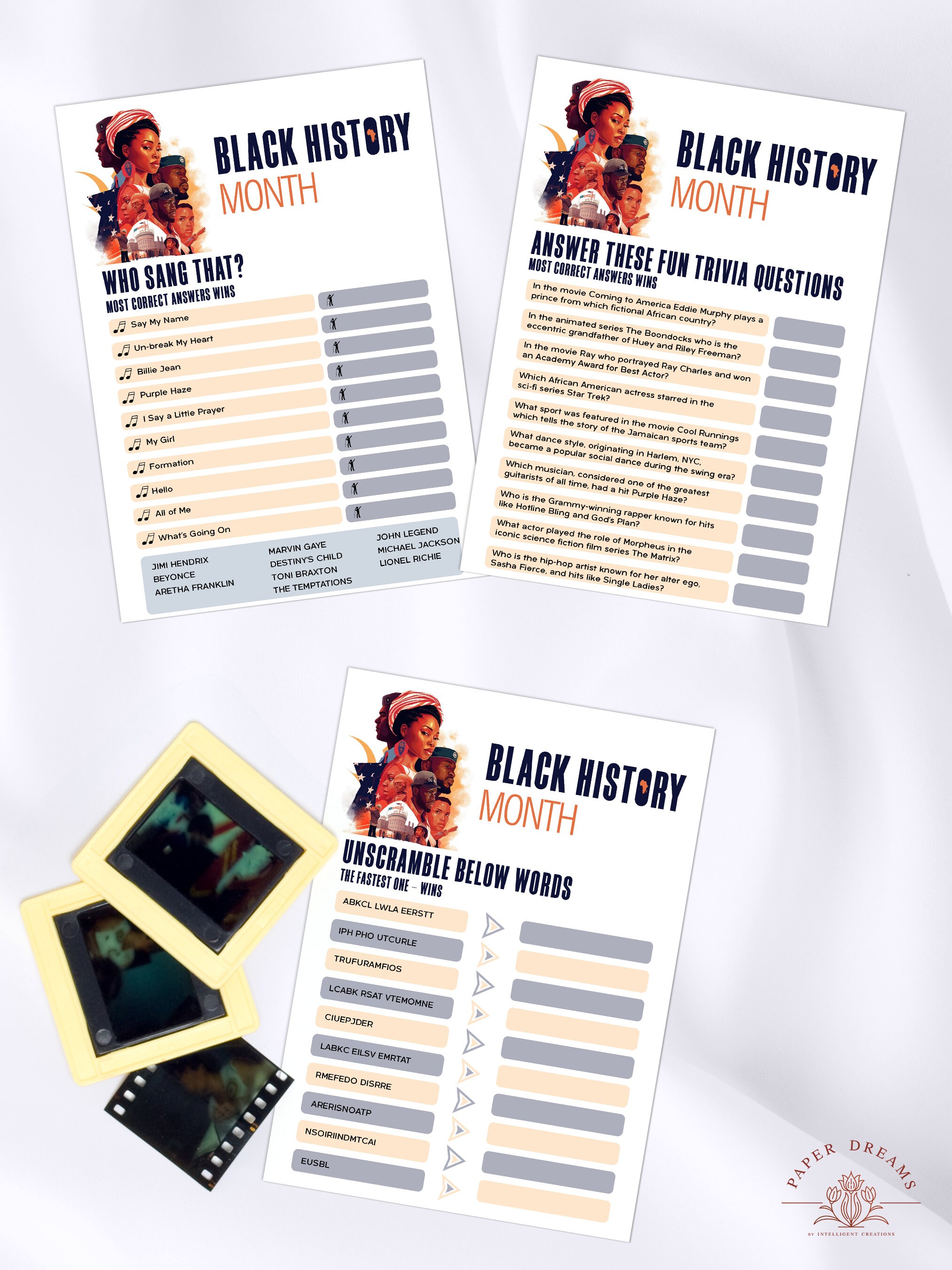 Black History Month Printable Games, I Am Black History Games for Kids ...