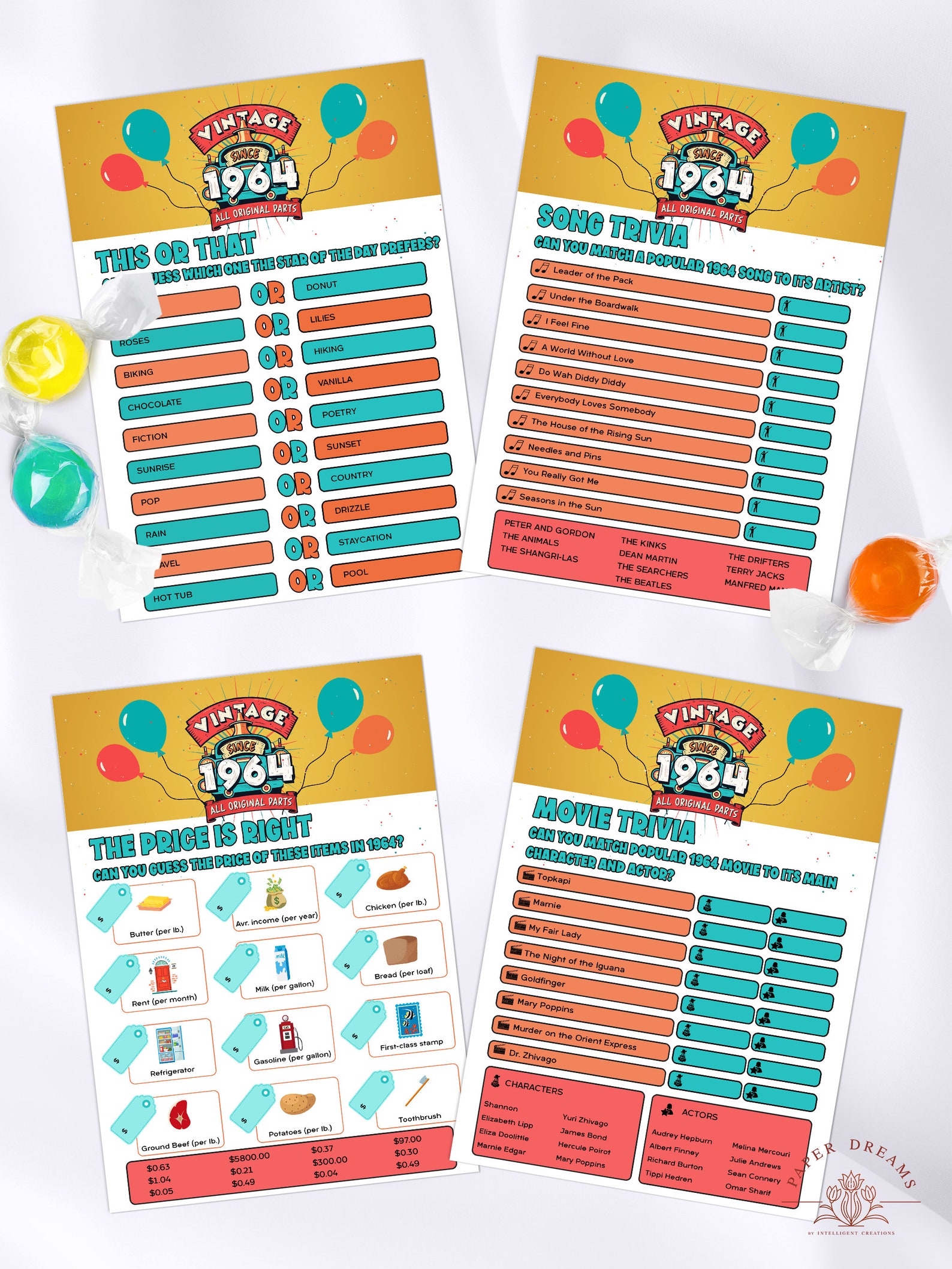 Back in 1964 60th Birthday Party Games, 60th Birthday Games for Adults ...