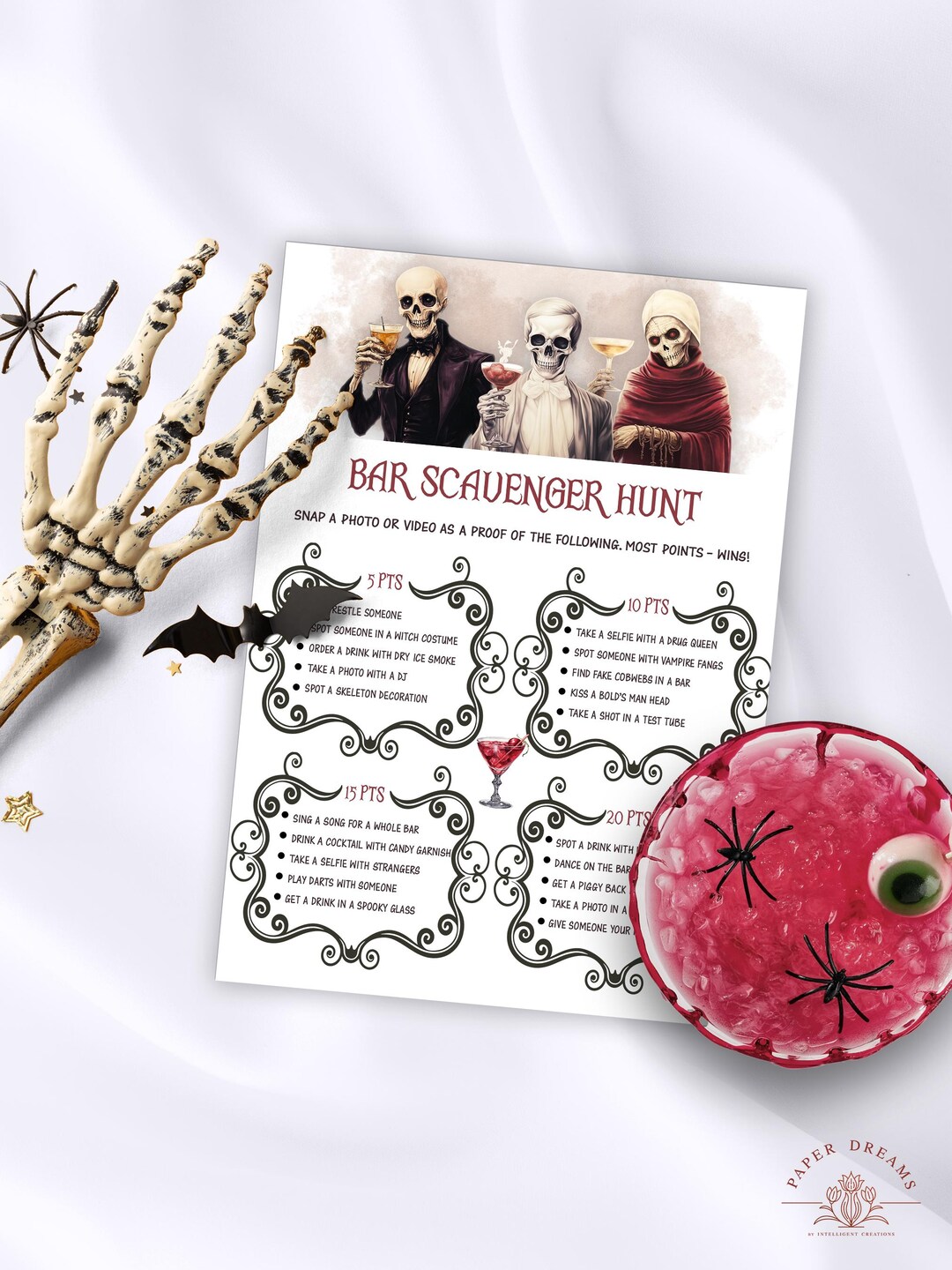 Editable Halloween Bar Scavenger Hunt, Halloween Bar Crawl Scavenger ...