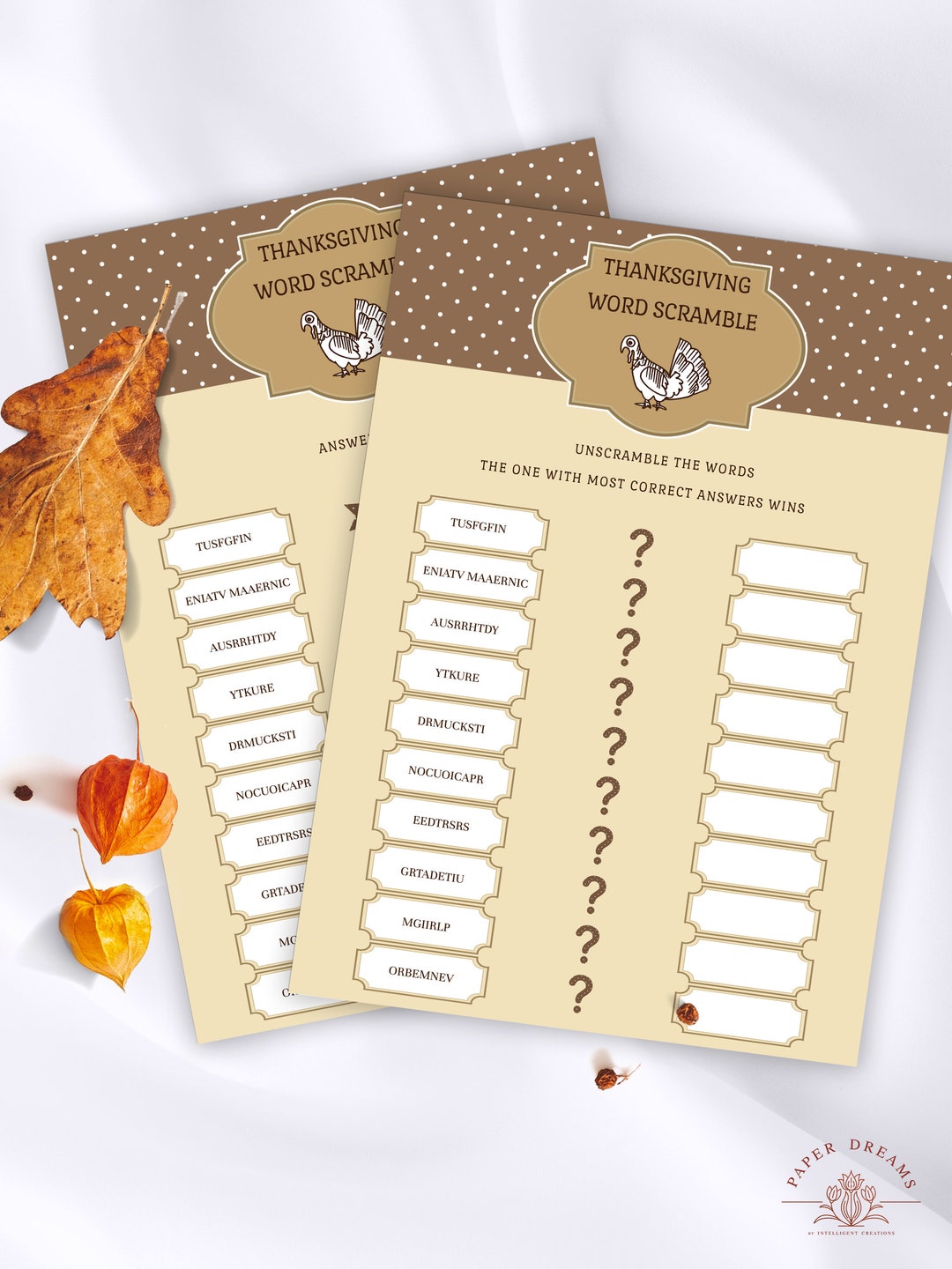 Thanksgiving Word Scramble, Scramble Letters Friendsgiving Game ...