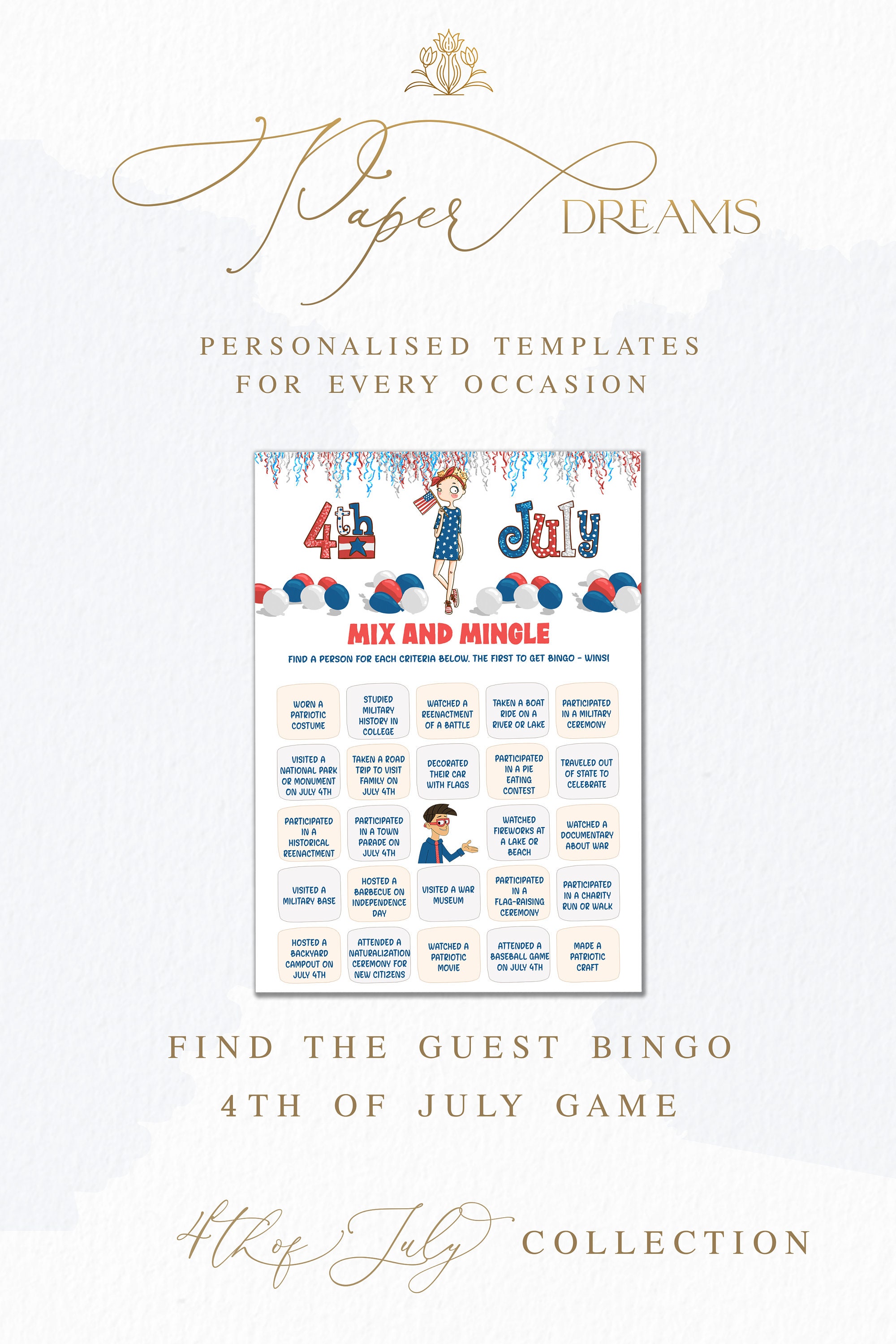 Funny 4th of July Party Game Printable Find Some One Who, Patriotic ...